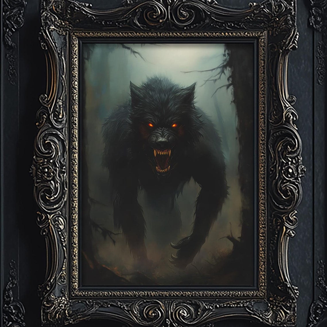 Werewolf Print, Dark Gothic Fantasy, Monster Horror Movie, Lycan Art ...