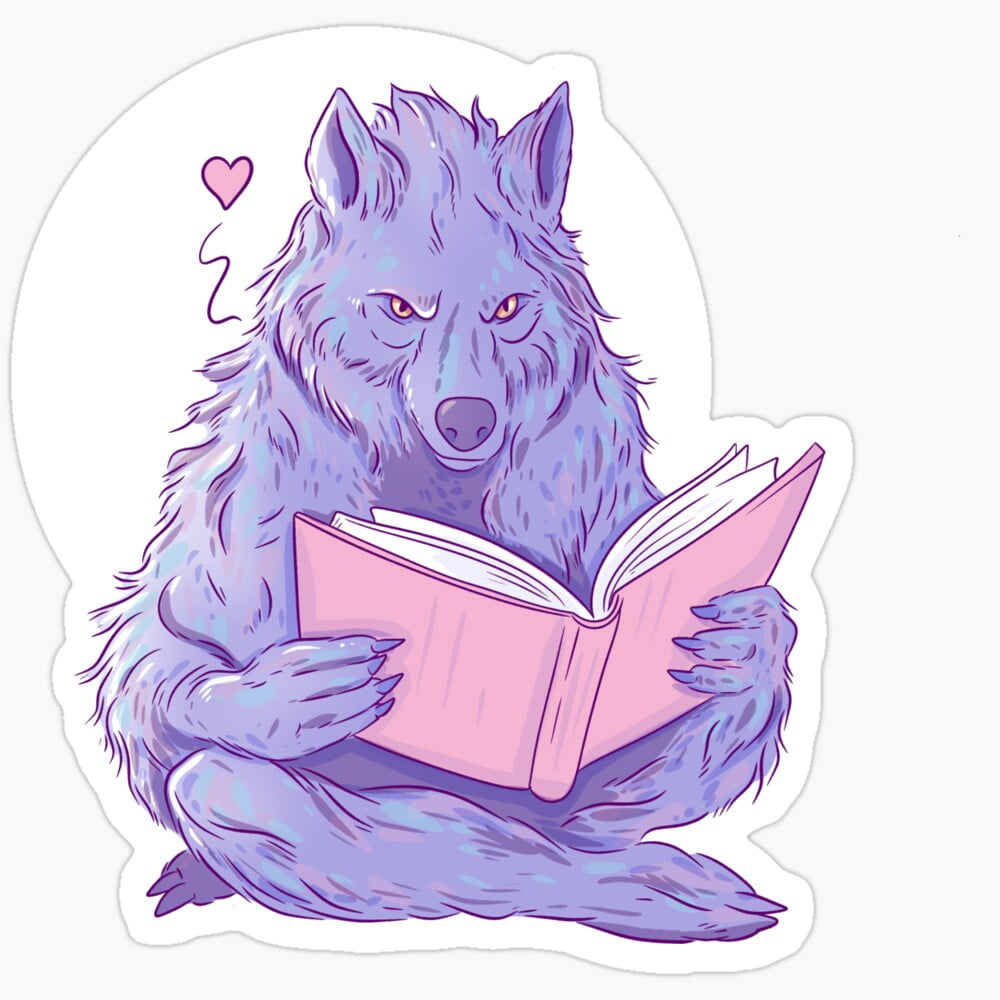 Werewolf Reading A Book Sticker Phone Decal Water Bottle Stickers Car ...