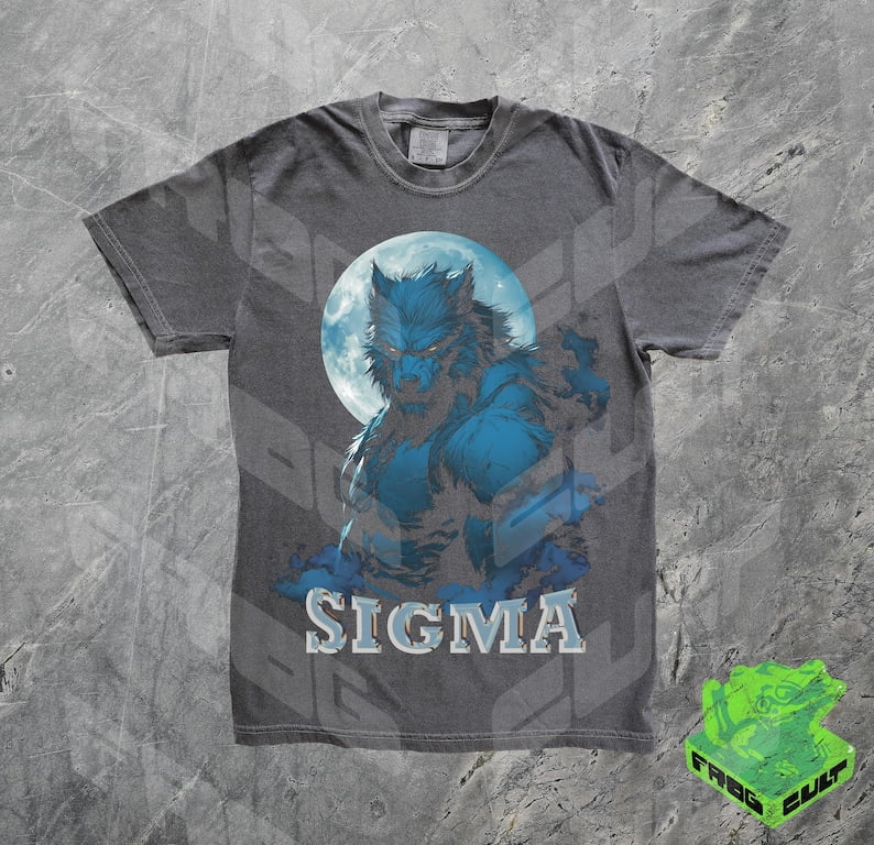 Werewolf Sigma 90s Graphic Shirt – Retro Wolf Tee, Dark Art, Funny Gag ...