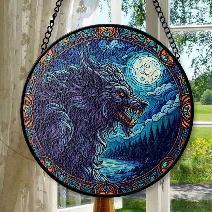 Werewolf Stained Glass SunCatcher Werewolf LightCatcher Cryptid Window ...