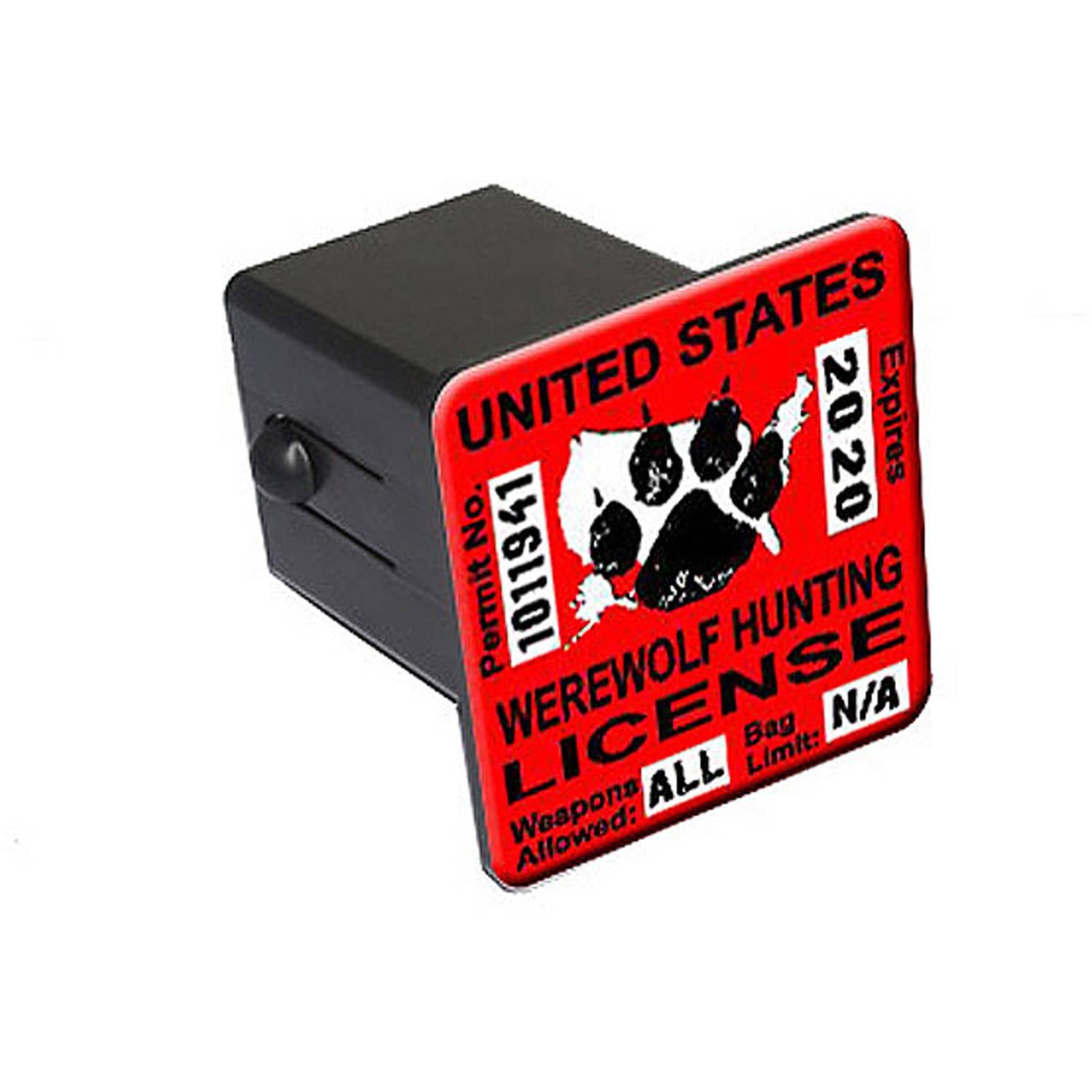 Werewolf Werewolves Hunting License Permit Red 2" Tow Trailer Hitch ...