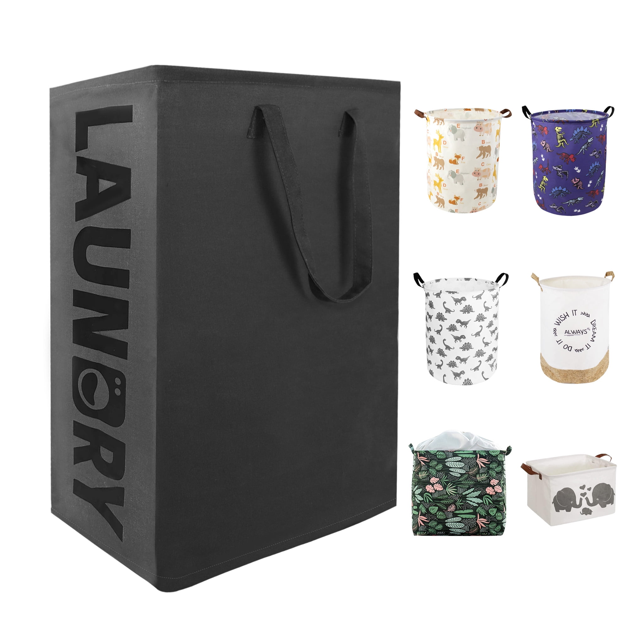 Wergifts Collapsible Laundry Hamper with Leather Handle, 72L laundry ...