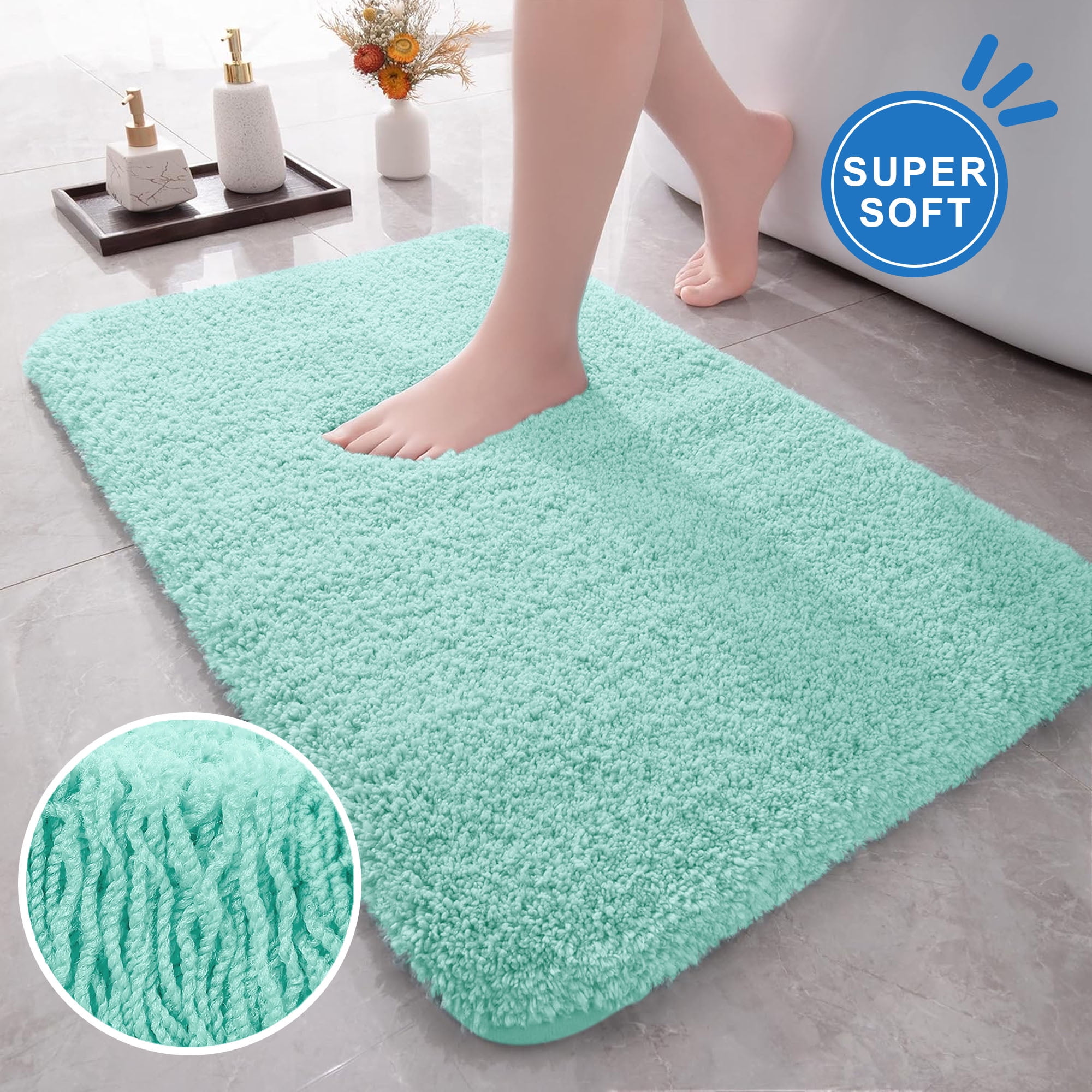 Evlmd Large Shaggy Bathroom Rugs, Water Absorbent Thick Bath Mats for ...
