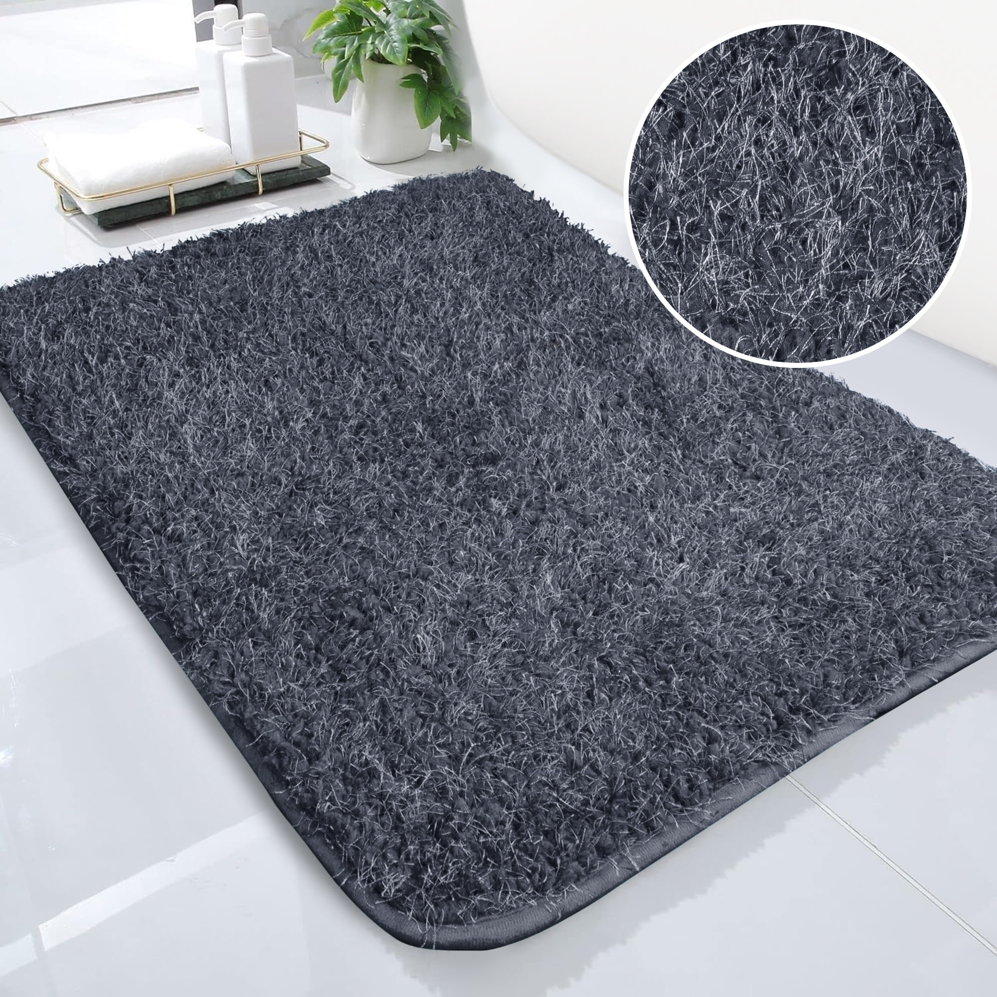 Evlmd New Gray Bathroom Rugs Mat, Large Bath Rug for Bathroom Floor Non ...