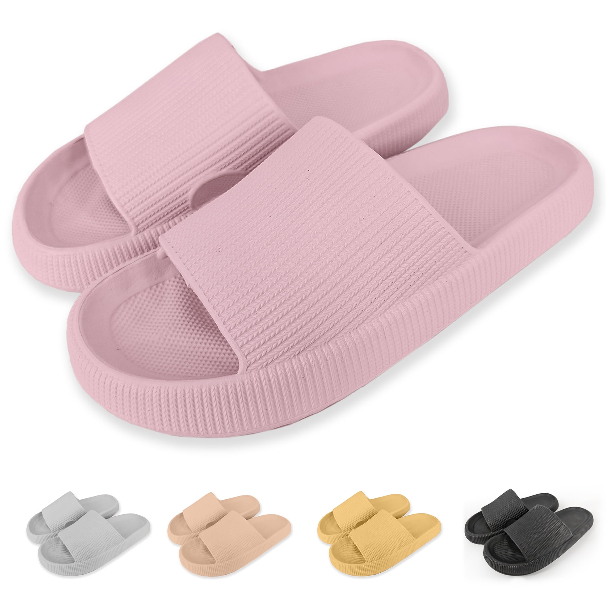 Wergifts Unisex Non Slip Pillow Slippers, Thick Sole, Pink - Walmart.com