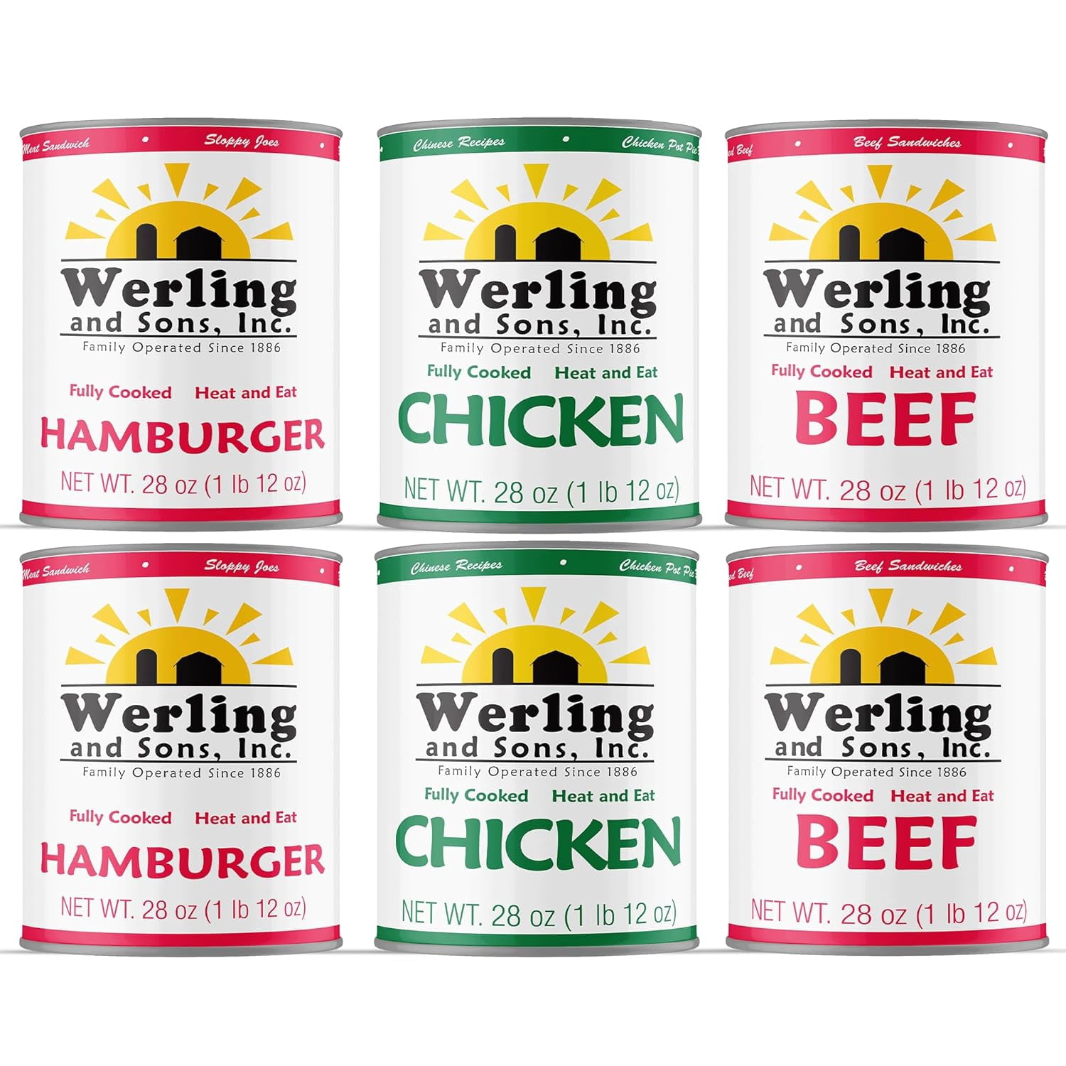 Werling & Sons Canned Meat Variety Pack 28 Oz Fully Cooked & Ready to ...