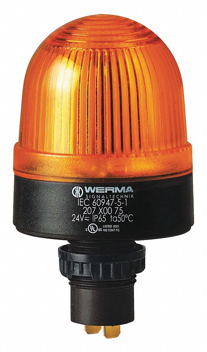 Werma Warning Light,Yellow,24VAC/DC,Dome Lens 20730075 - Walmart.com