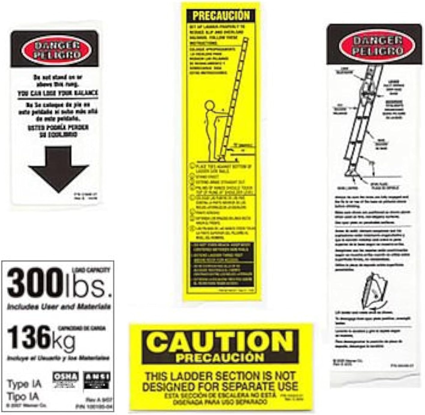 Werner 300 LB Fiberglass Extension Ladder Label Kits (Pack of 6 ...