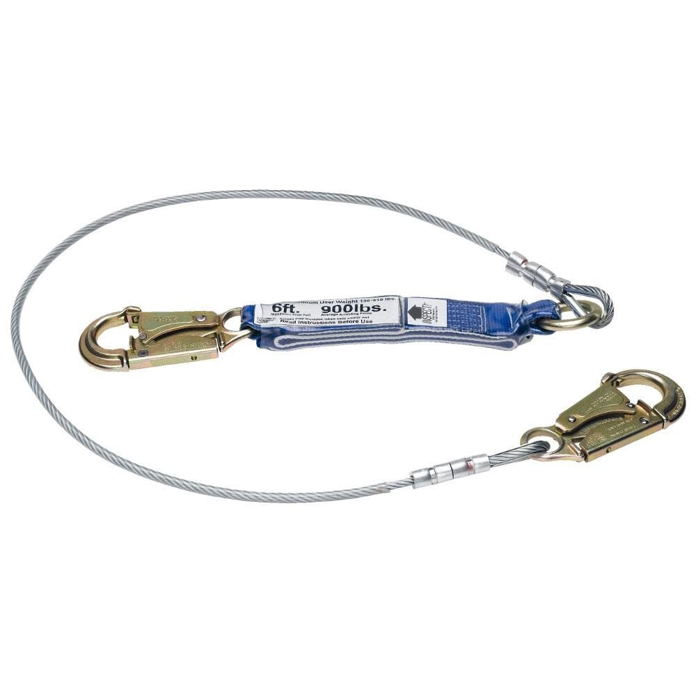 Werner 6 Ft. Decoil Cable Single Leg Lanyard (1/4 In Vinyl Coated Cable ...