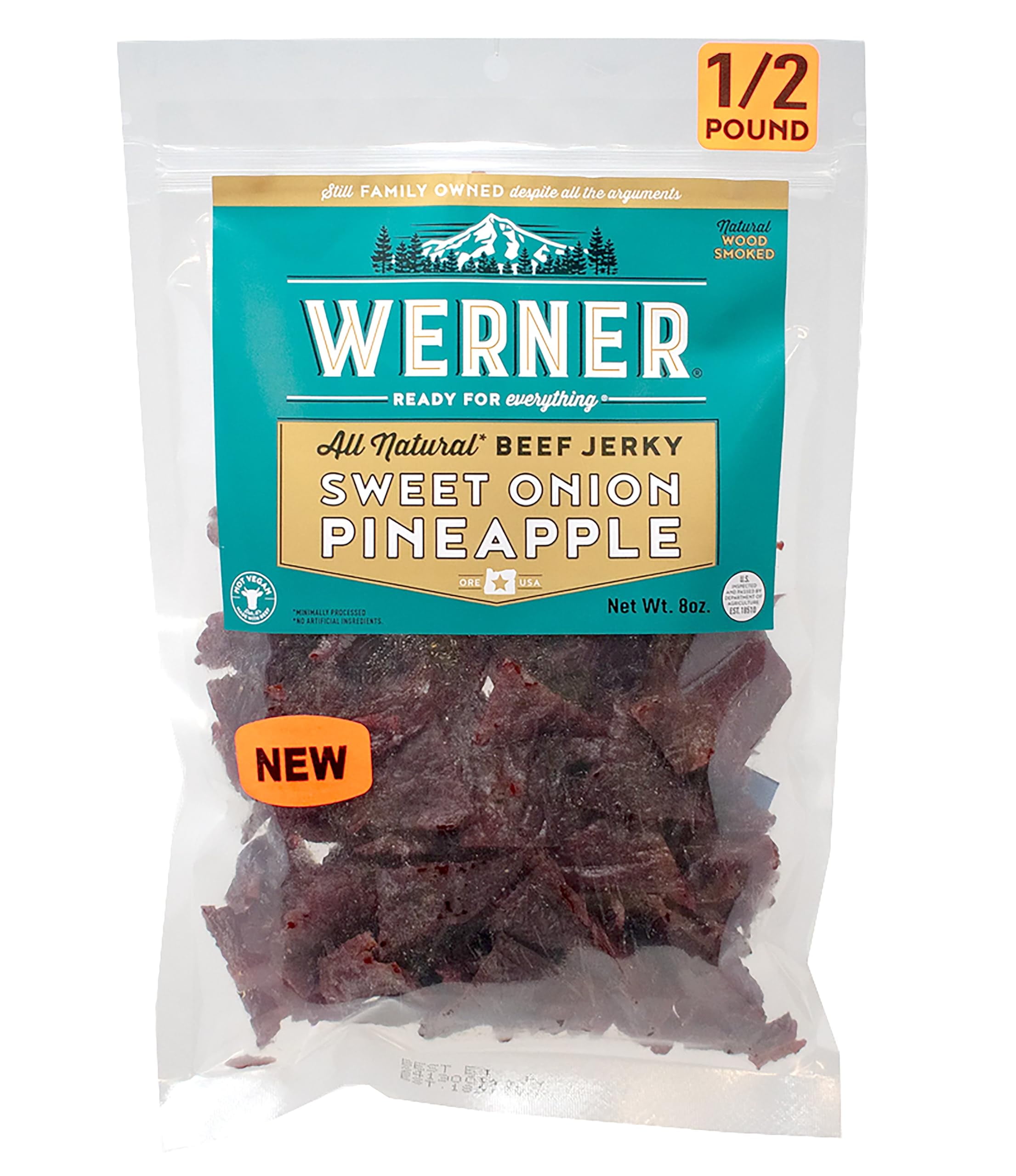 Werner Beef Jerky All AKF18 Natural Meat Snack Half Pounder - High ...
