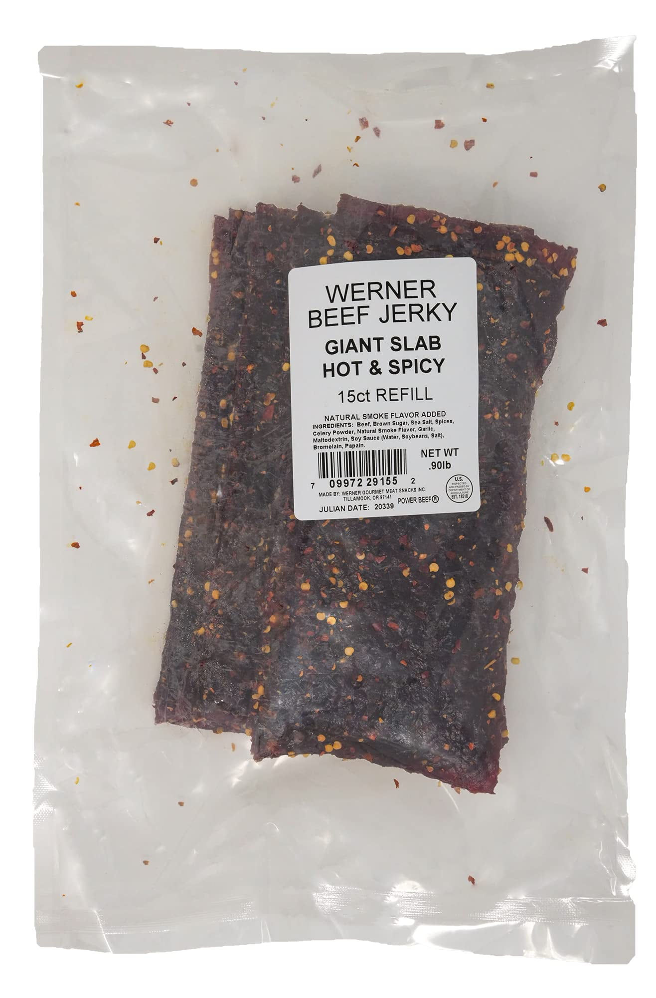 Werner Hot And Spicy Dhf10 Beef Jerky Slab 15 Count Giant Sheets Of