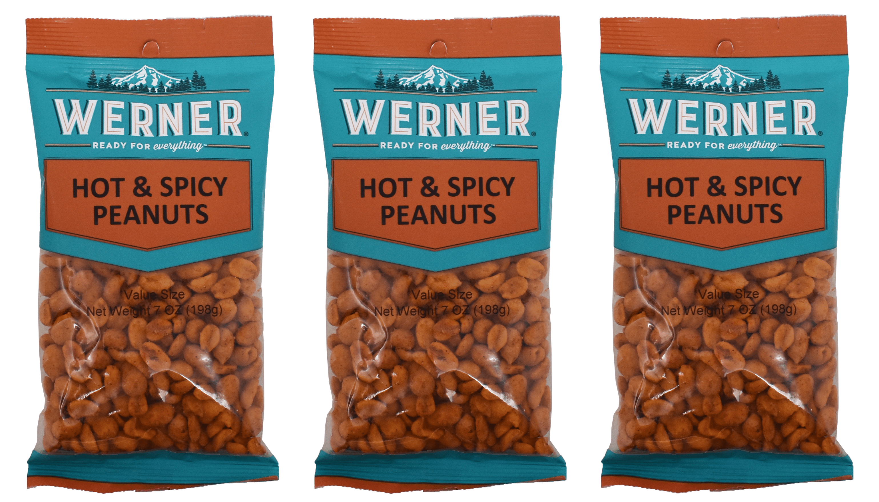 Werner Hot and Spicy Peanuts - 7 oz. Bag (Pack of 3) - Peanuts with a ...