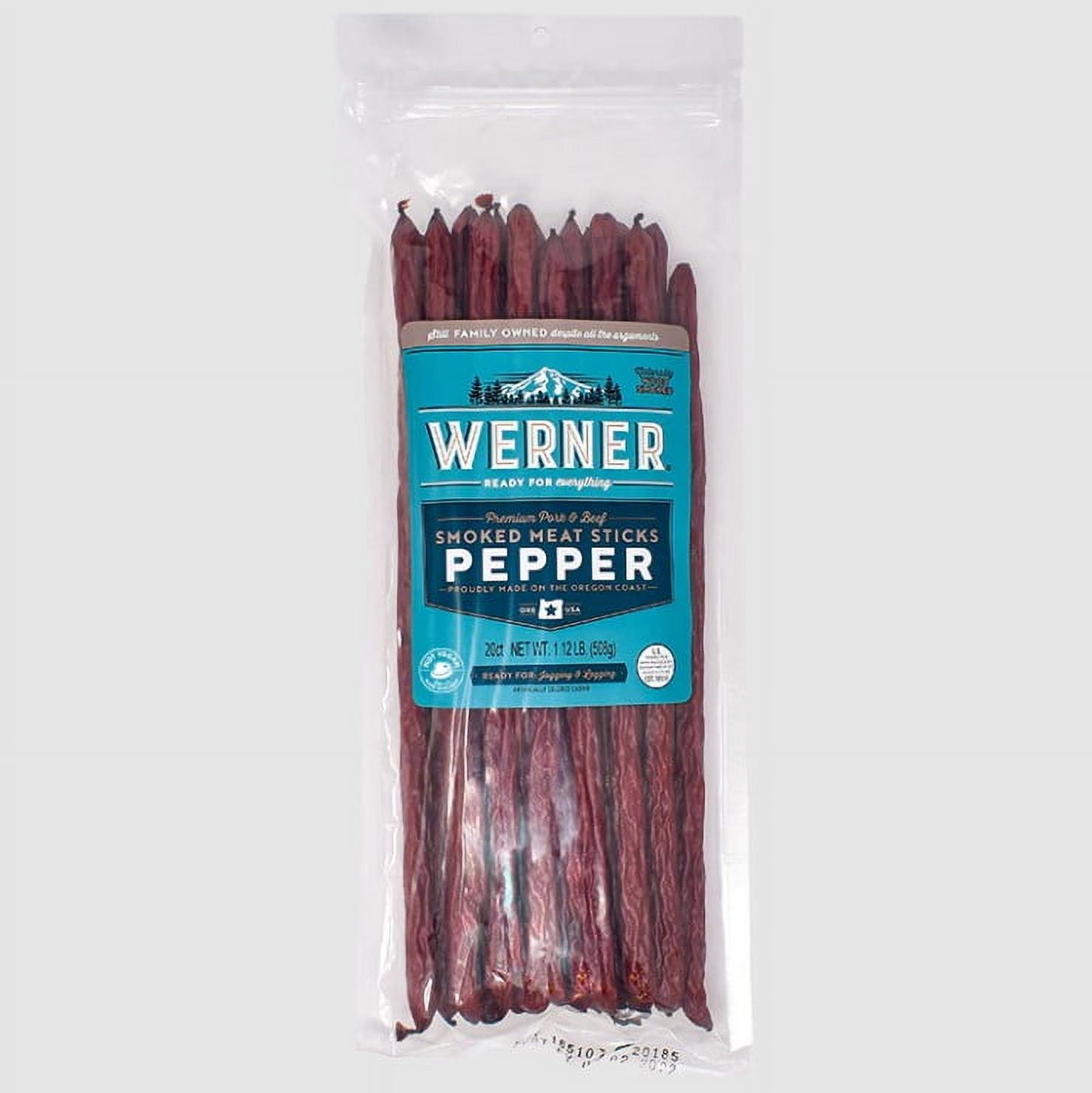 Werner Jerky 12" Pepper Beef Sticks 20 Count - Walmart.com