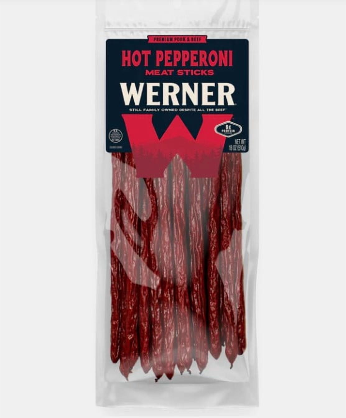 Werner Jerky Hot Pepperoni 12" Beef Sticks 20 count - Walmart.com