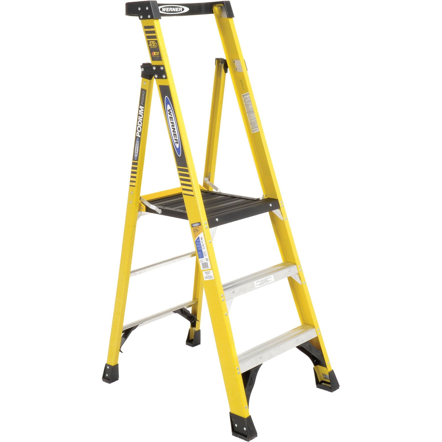 Werner PD7303 3 Foot Type IAA Fiberglass Podium Ladder w/ 9 Foot Reach ...