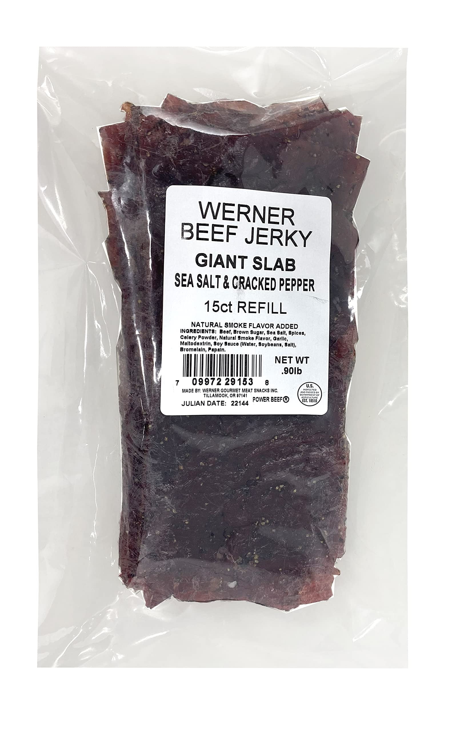 Werner Sea Salt and RE32Cracked Pepper Beef Jerky Slab 15 Count Giant ...