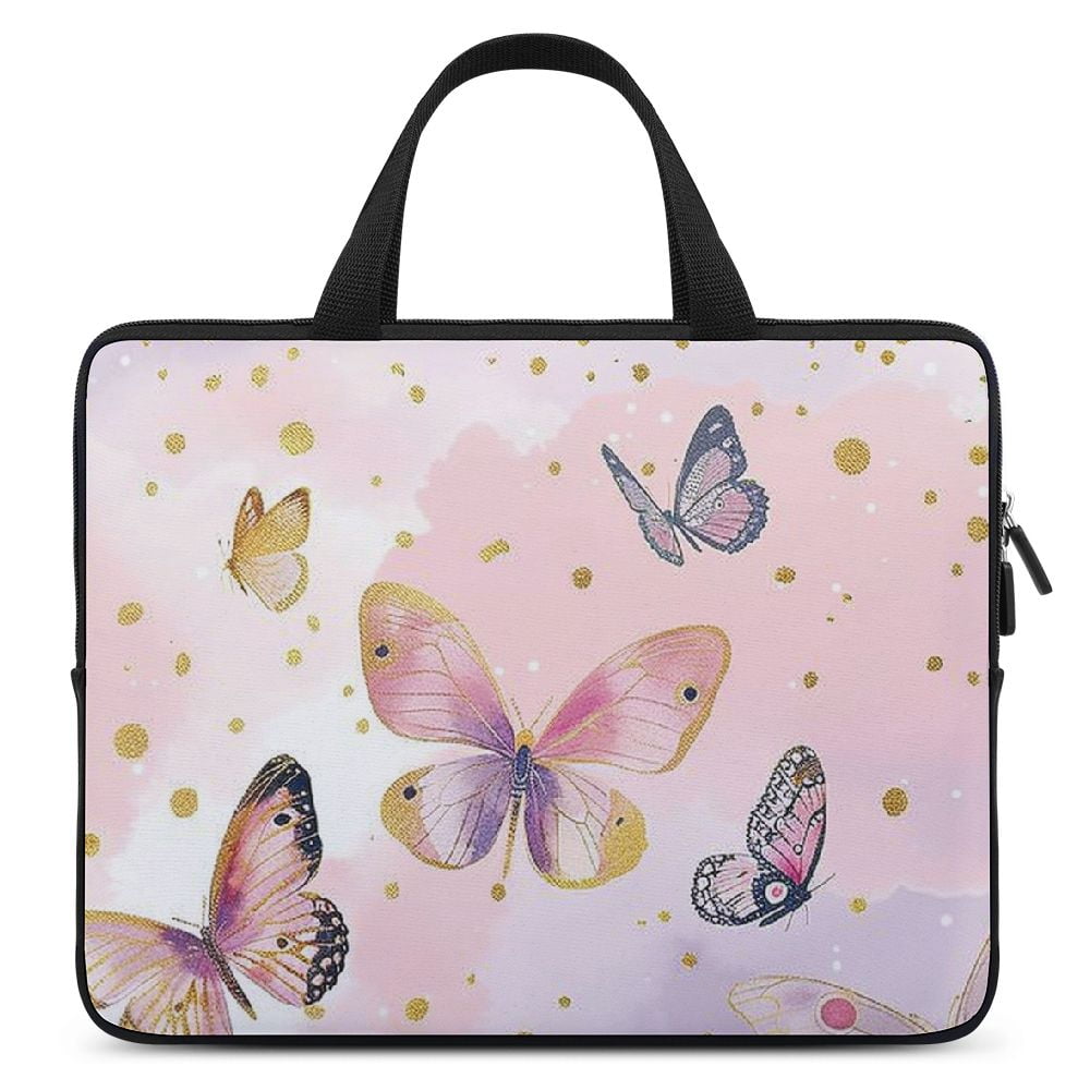 Werpe Butterflies Pink Background Gold Dots Diving Fabric Laptop Bag ...