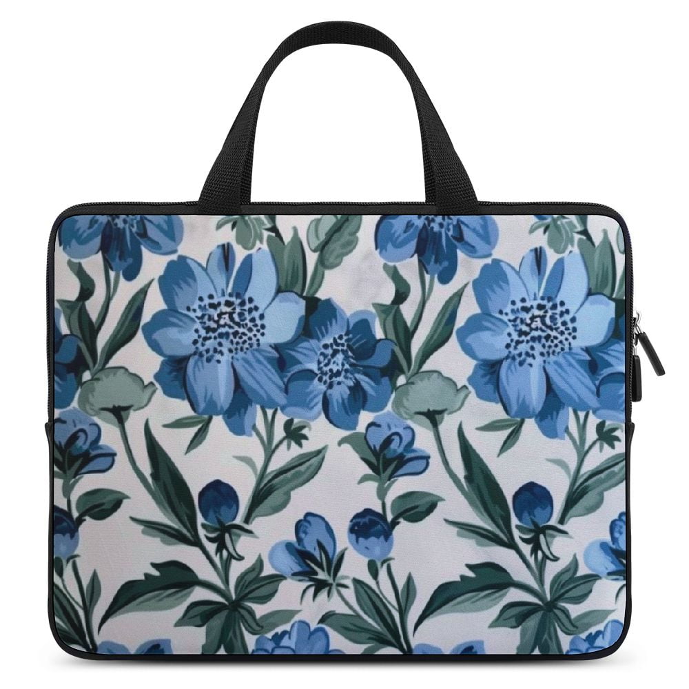 Werpe Flower Blue Pattern Diving Fabric Laptop Sleeve Carrying Bag ...