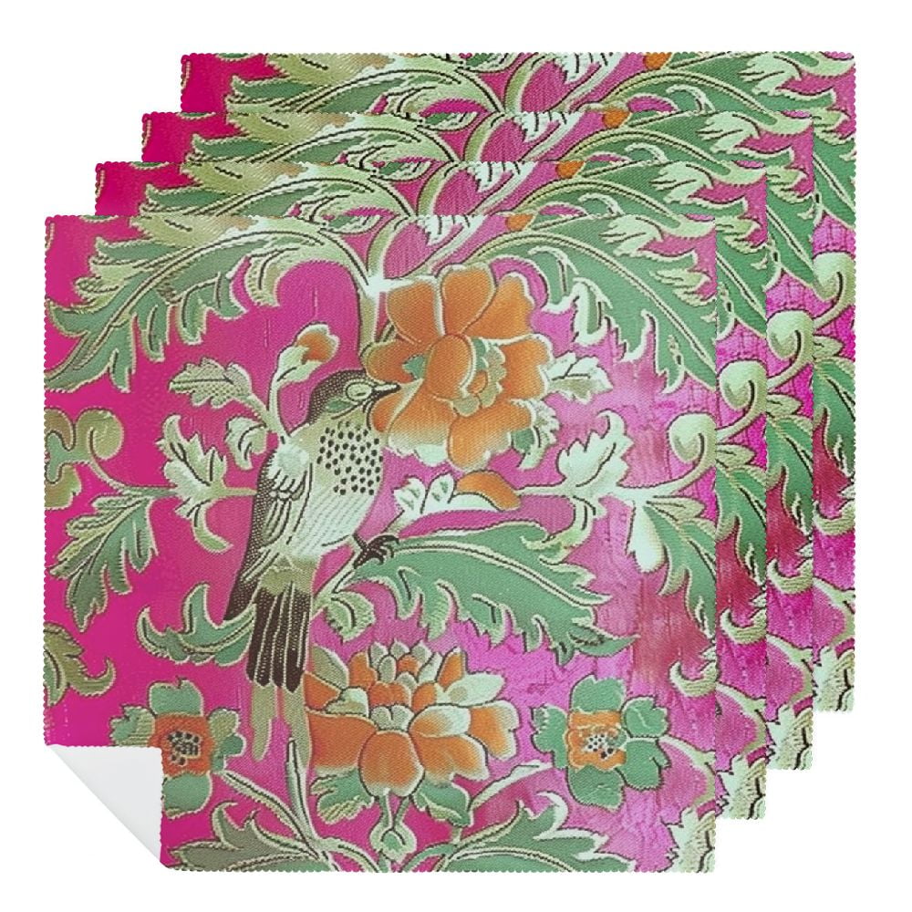 Werpe Flowers Bird Vintage Polyester Cloth Napkins for Farmhouse Party ...