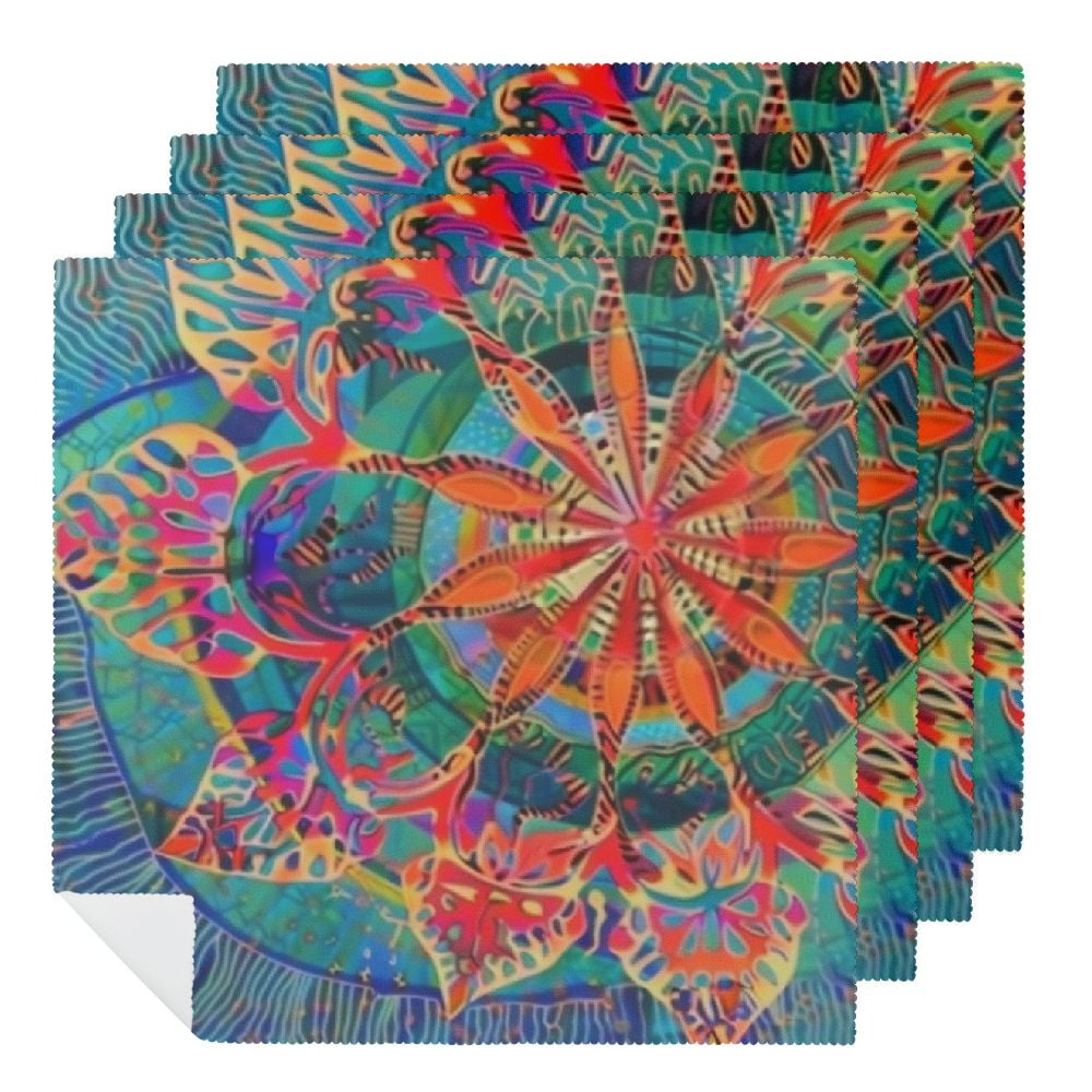 Werpe Flowers Shapes Digital Art Cloth Napkins Polyester Gift Dinner ...