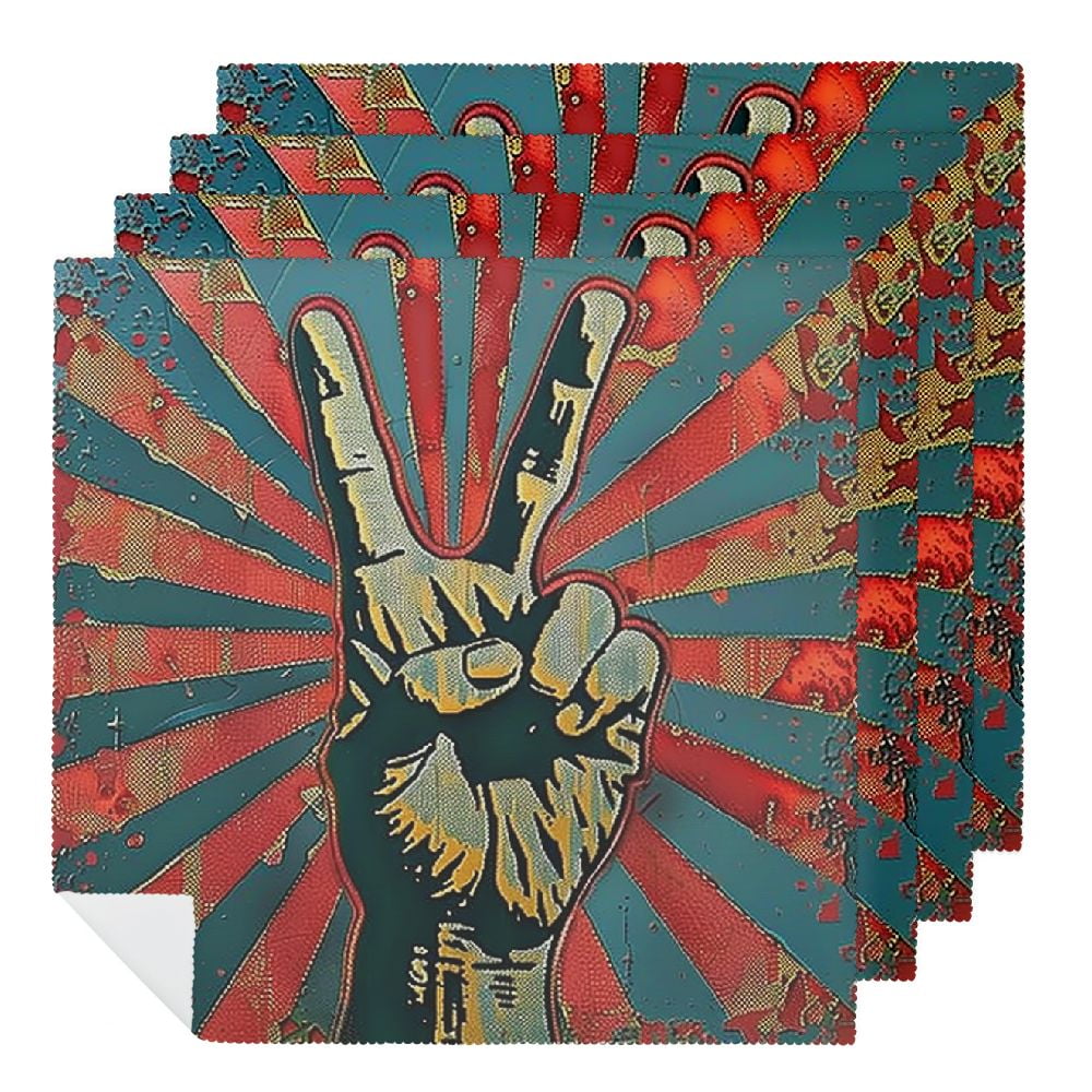 Werpe Peace Sign Sunburst Metal Cloth Napkins Polyester Home Decor ...