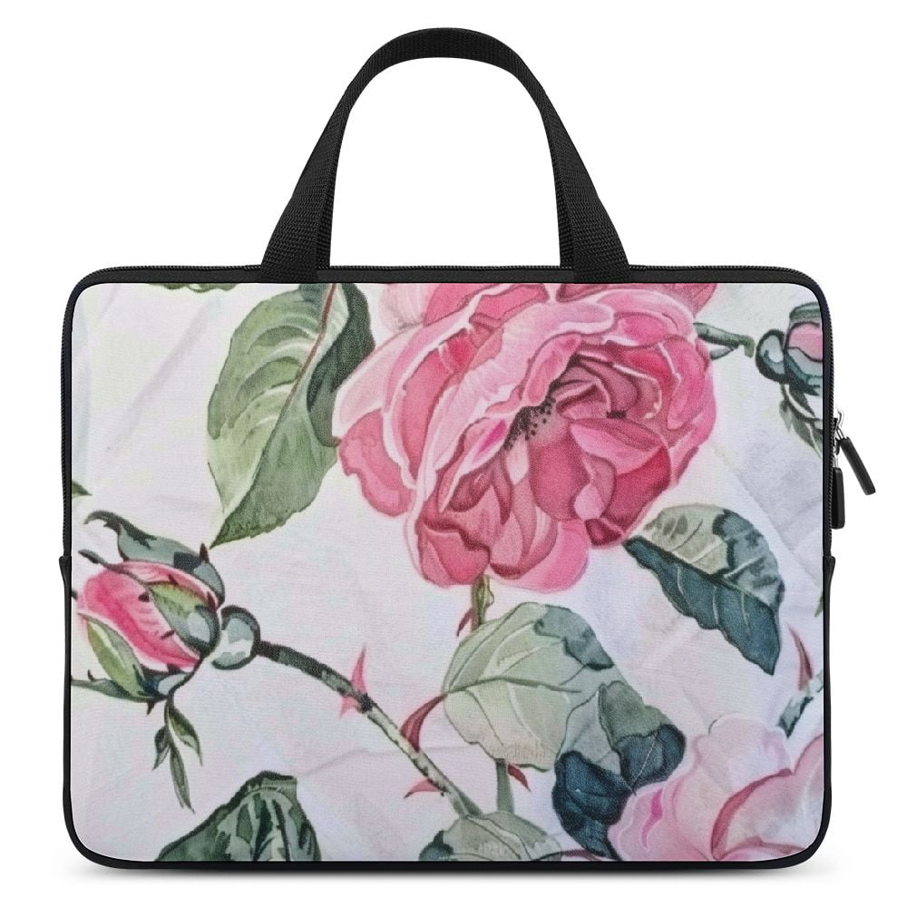 Werpe Rose Flowers Leaves Handheld Laptop Bag Diving Fabric Neoprene ...