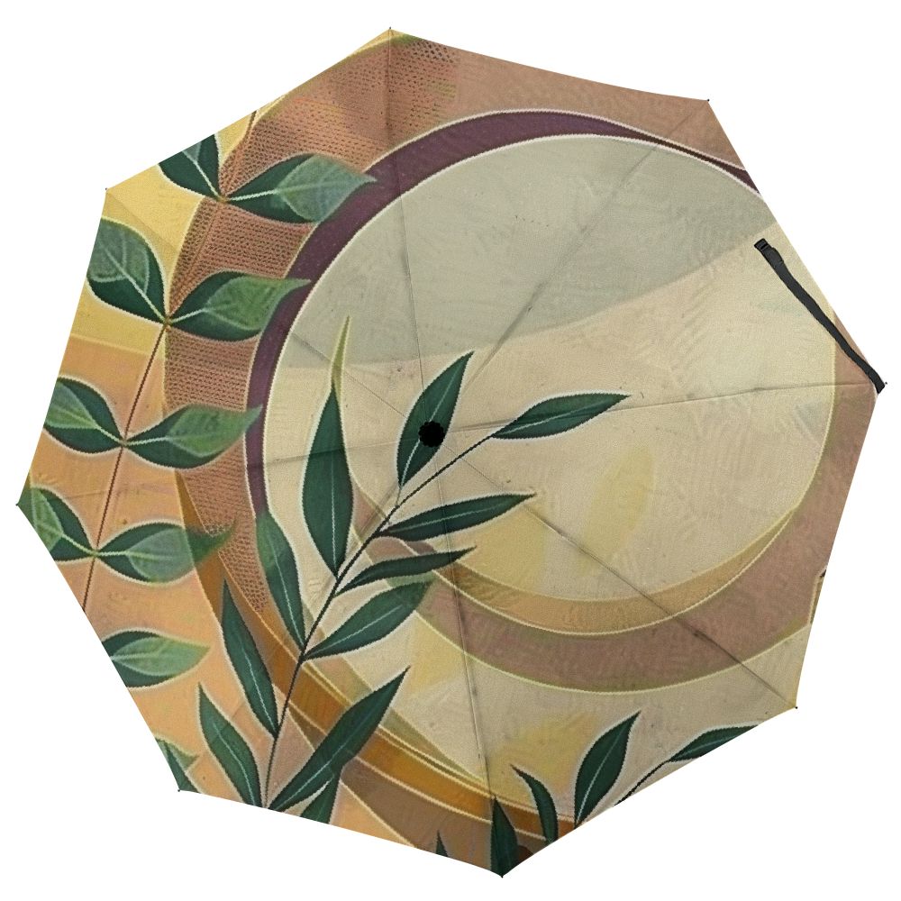 Werpe Spiral Plant Leaves Three-Fold Automatic Portable Umbrella for ...