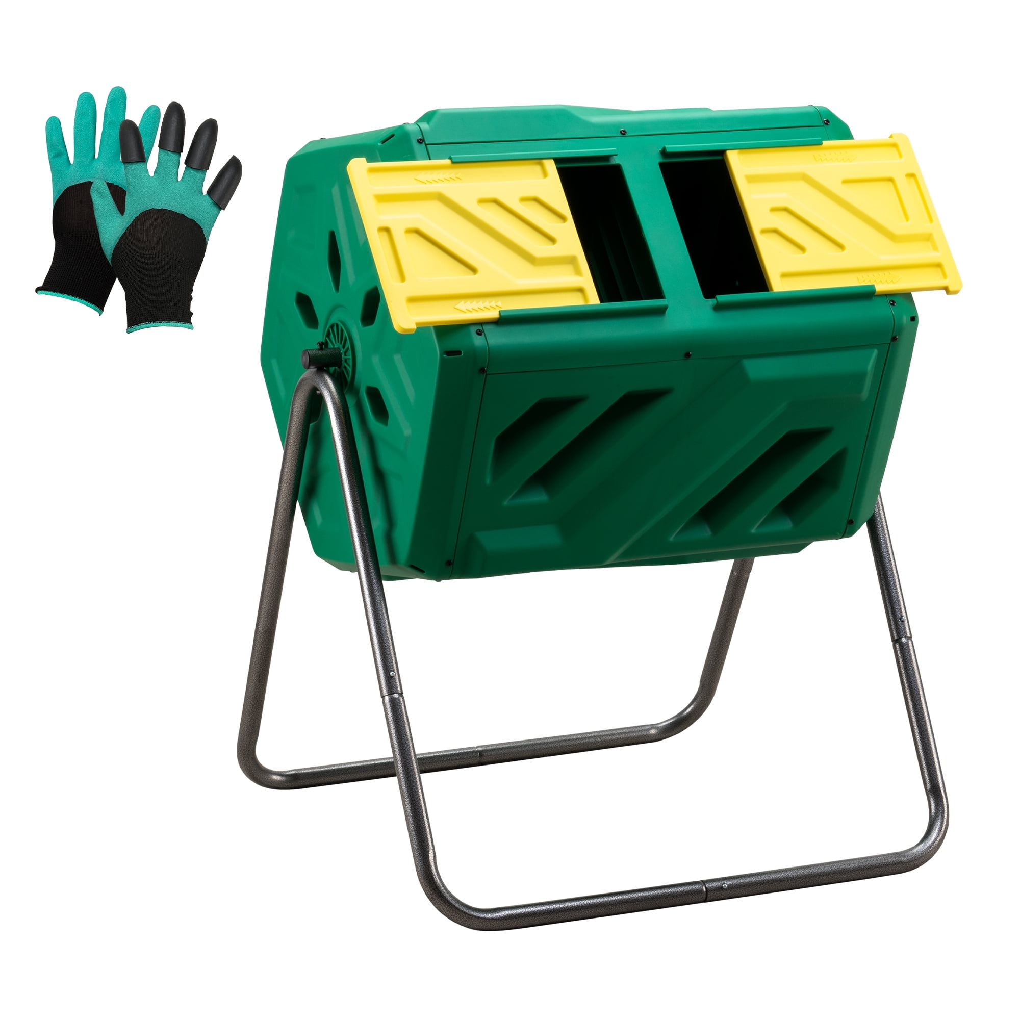 Werph Compost Bin Dual Dual Chamber Compost Tumbler, 43 Gallon Compost ...