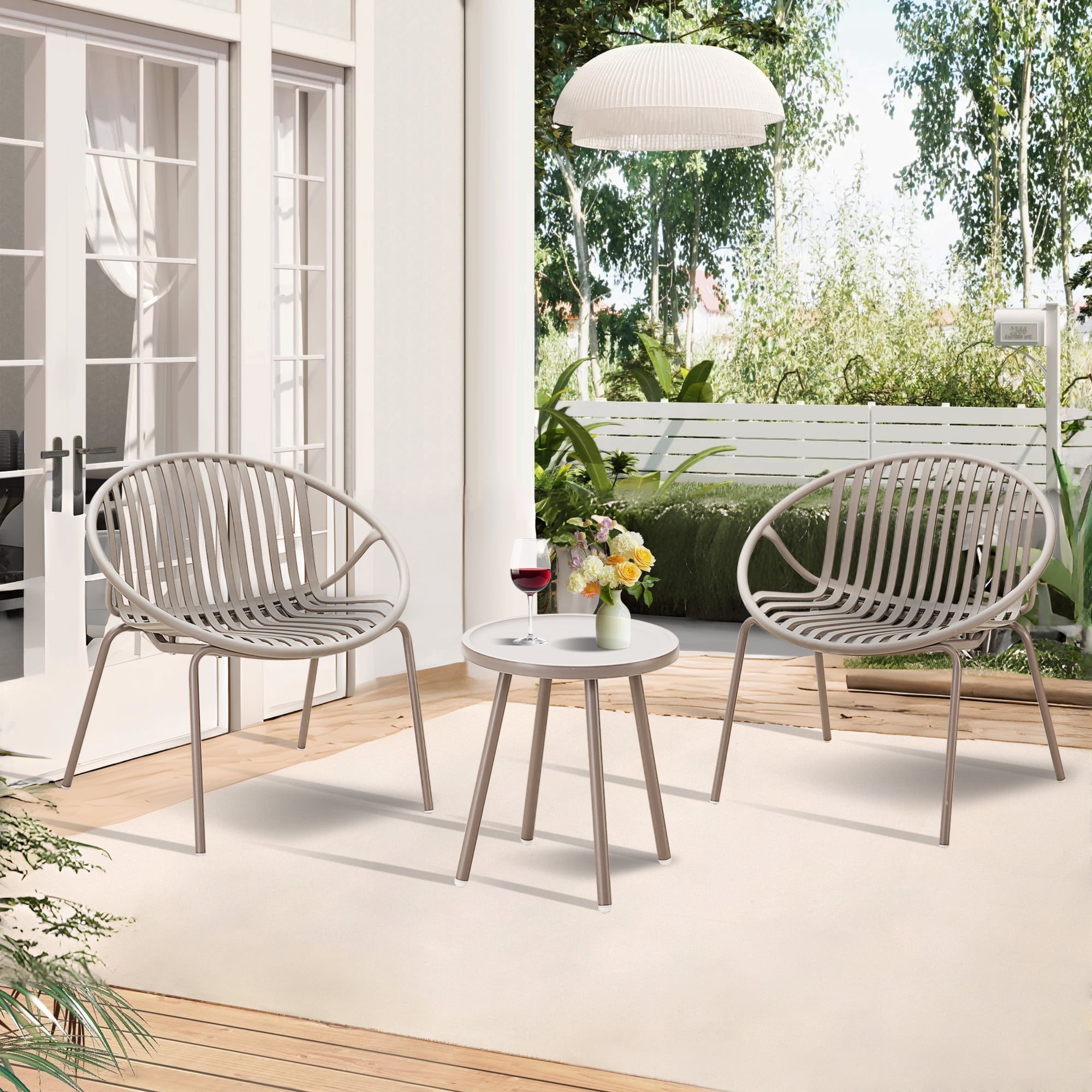 Werph Patio Furniture Set, 3 Pieces Outdoor Furniture with Bistro Table ...