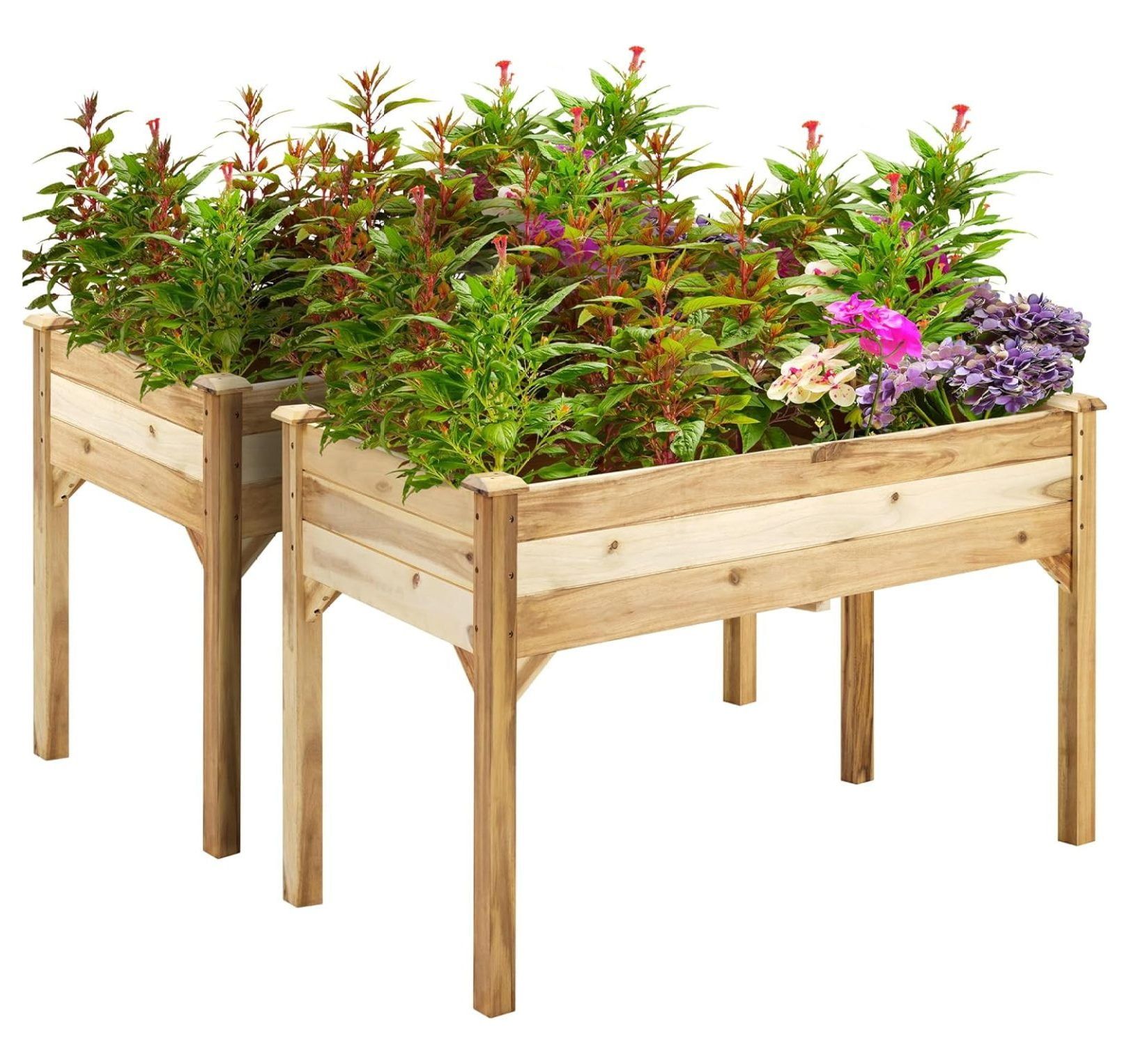Werqueid 2PCS x 24 x 30 in Acacia Wood Raised Garden Bed - Elevated ...