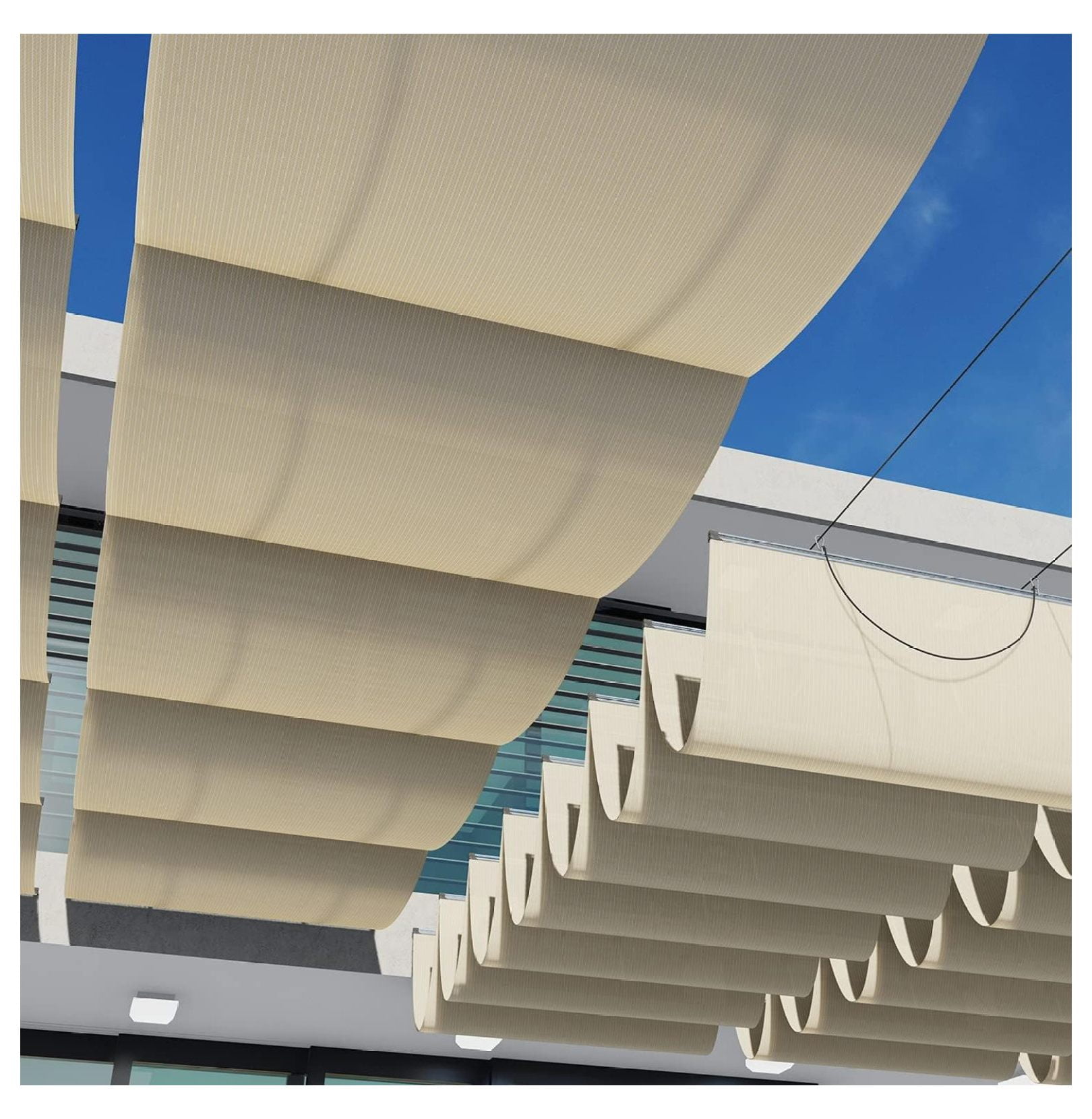 Werqueid 4'Wx18'L Pergola Shade Cover Retractable Shade Awning Slide Flexible Canopy for Patio ...