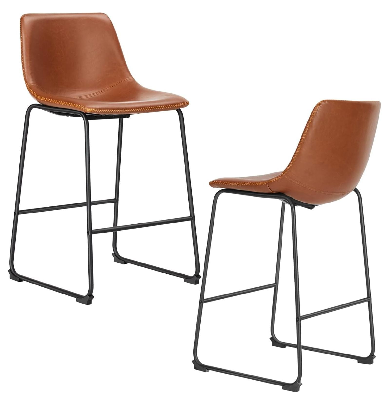Werqueid Bar Stools Set of 2, Leather Barstools Counter Height Dining ...