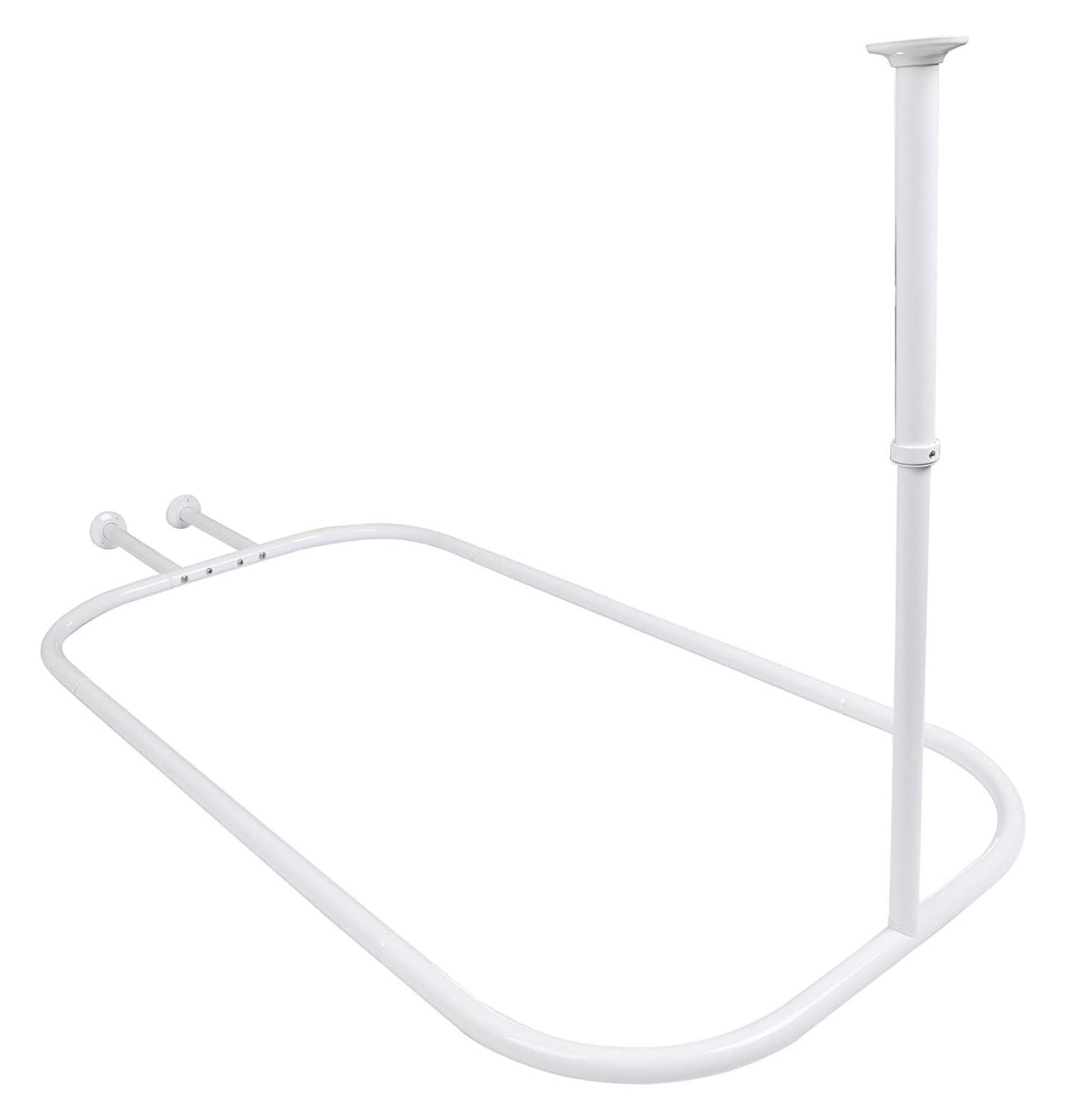Werqueid Hoop Shower Rod - White | Shower Curtain Rod for Clawfoot Tub ...
