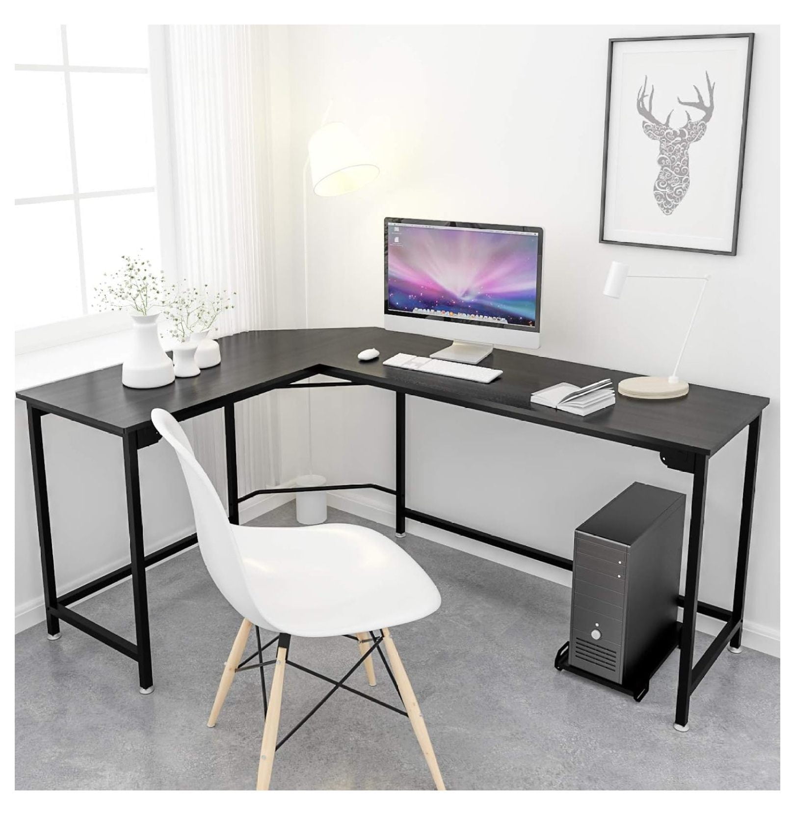 Werqueid L-Shaped Desk Black Corner Gaming Computer Desks for Home ...