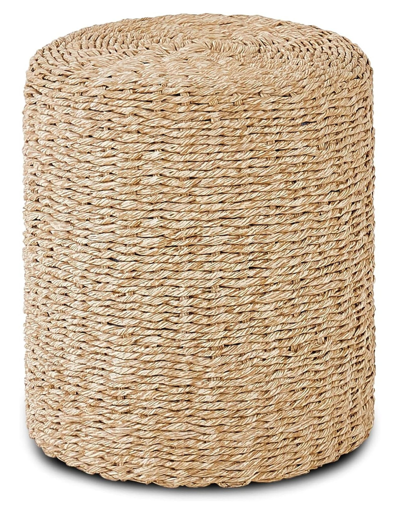 Werqueid Round Ottoman, Natural Hand Braided Pouffe, Footstool with ...
