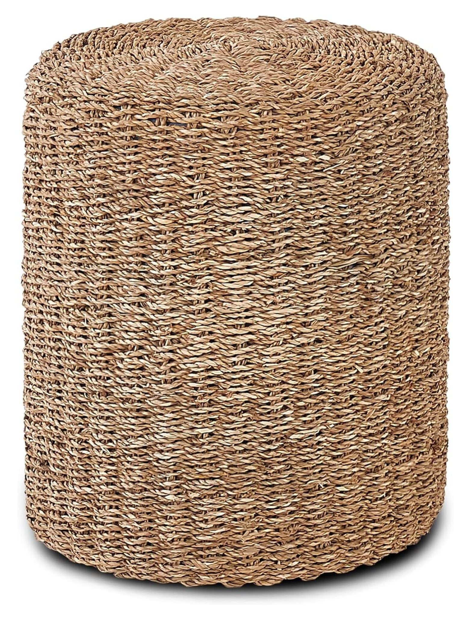 Werqueid Round Ottoman, Natural Hand Braided Pouffe, Footstool with ...