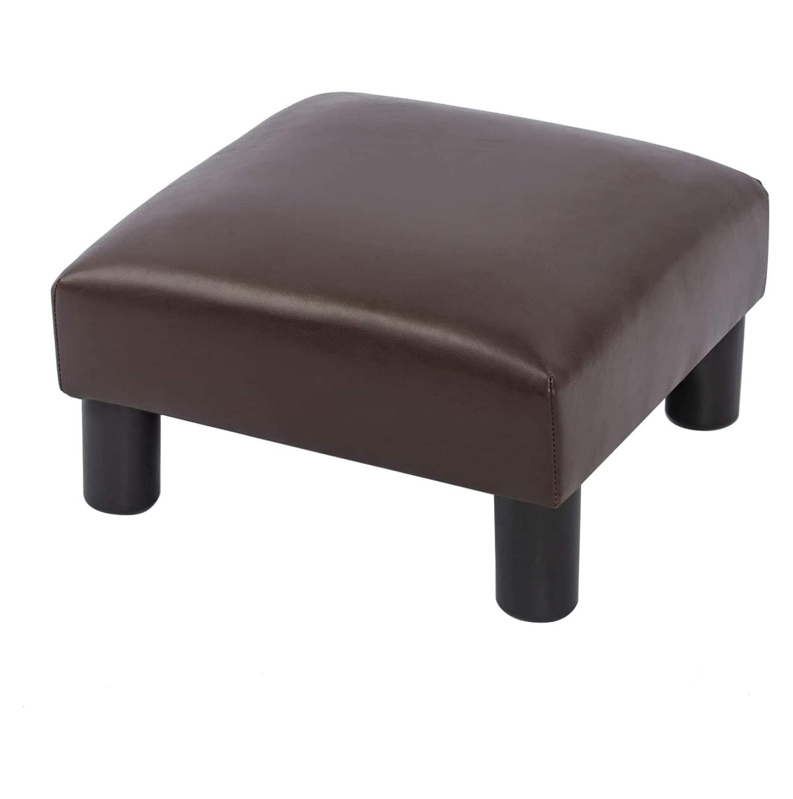 Werqueid Small Footstool Ottoman, PU Leather Footrest Square Foot Stool ...