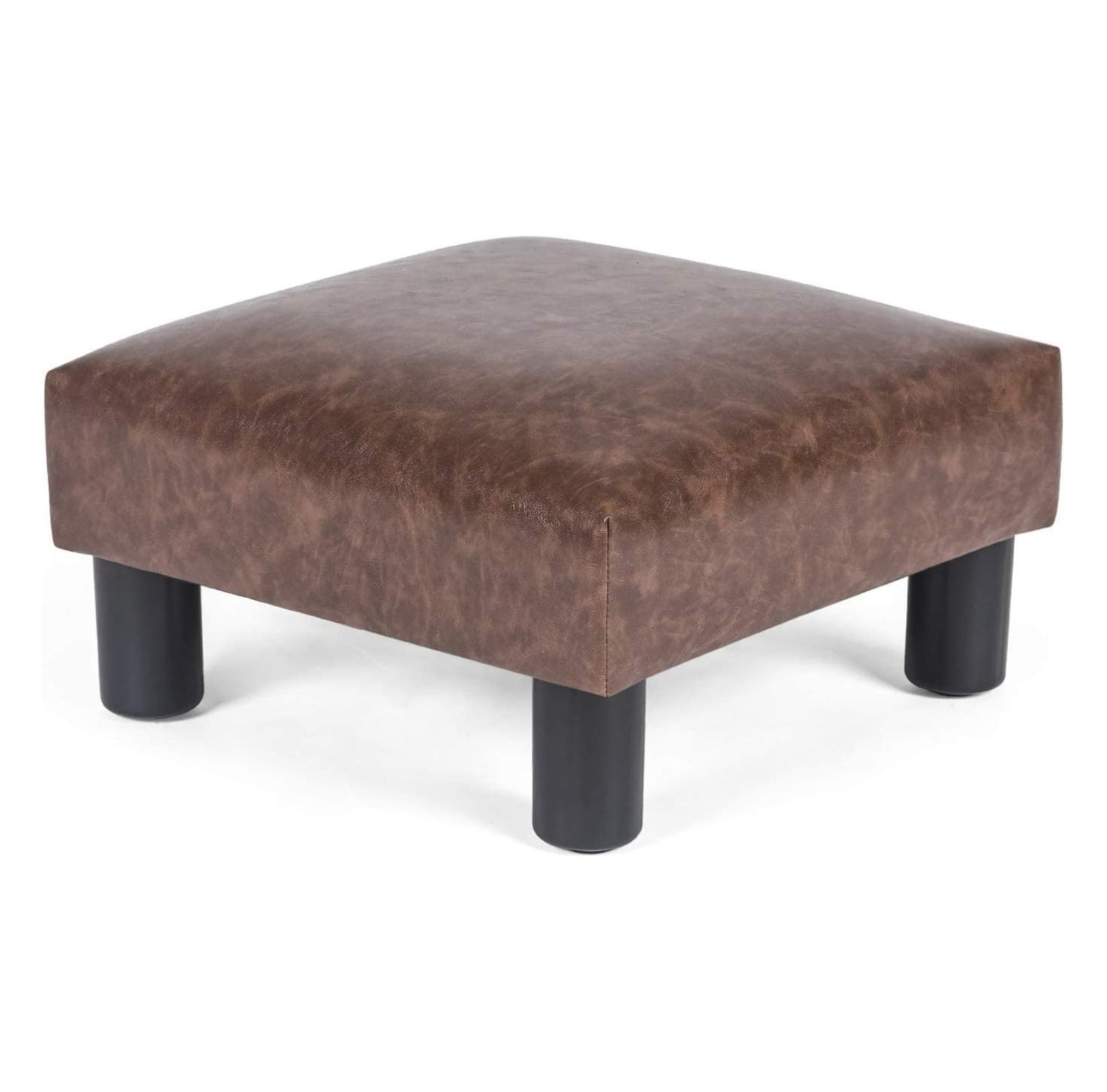 Werqueid Small Footstool Ottoman Upholstered PU Leather Square Footrest ...
