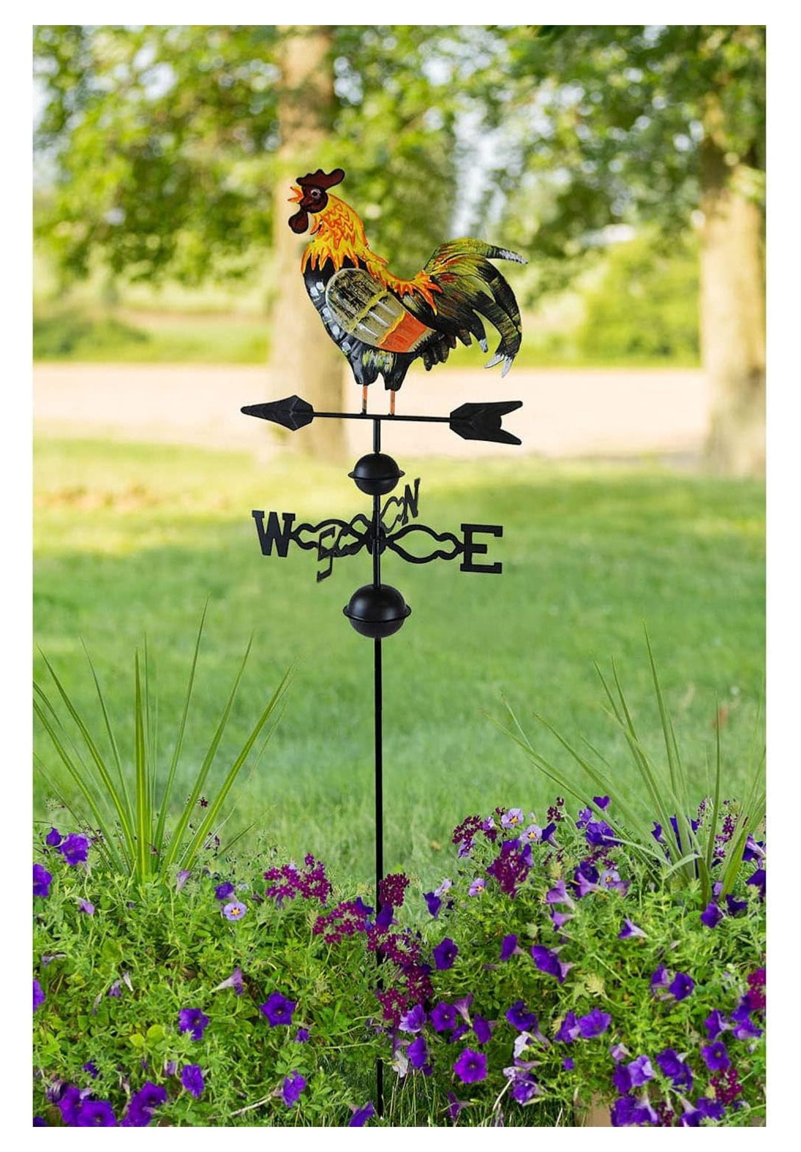 Werqueid in. Crowing Metal Rooster Weathervane | Wind Wheel Decorative ...