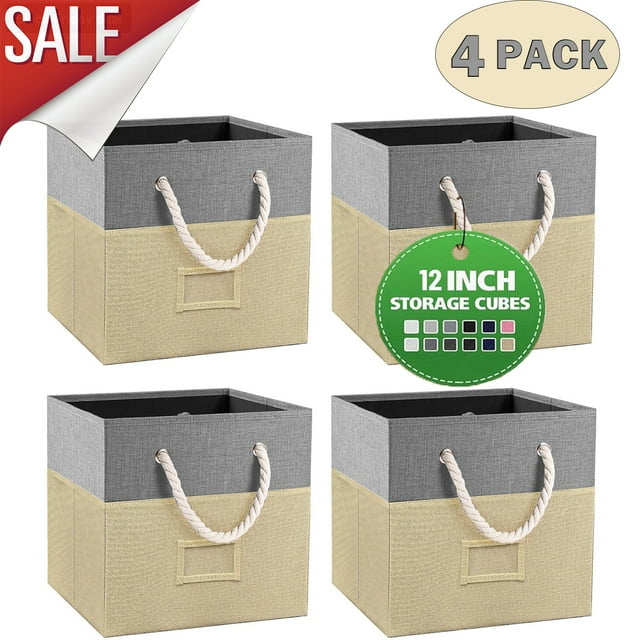 Werseon Storage Cube Bins Set of 4, 12 inch Fabric Storage Cubes for ...