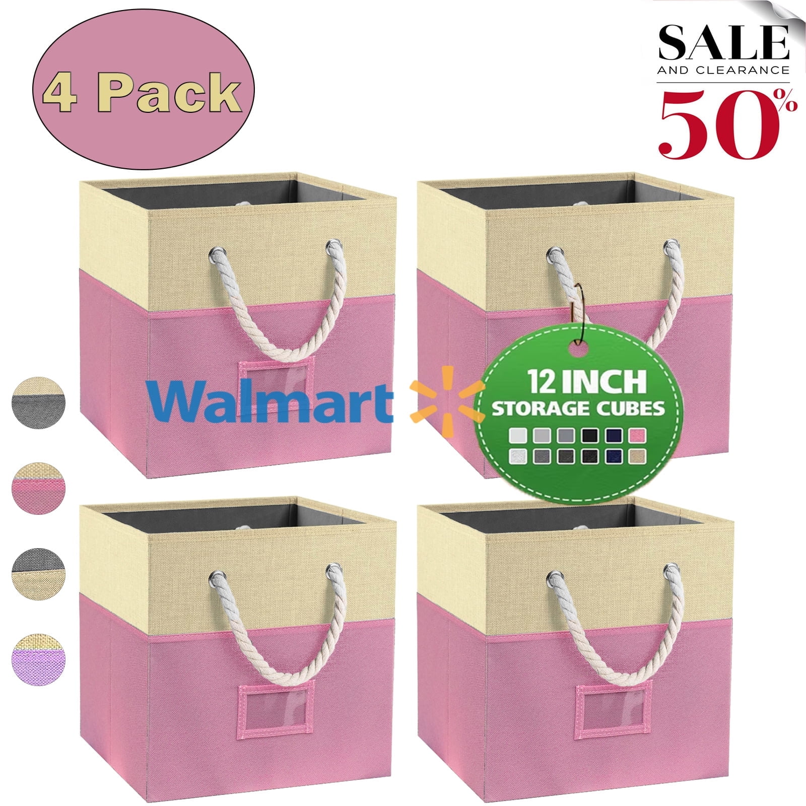 Werseon 12" Fabric Storage Cube Bins, Set of 4 Storage Cubes Organizer ...