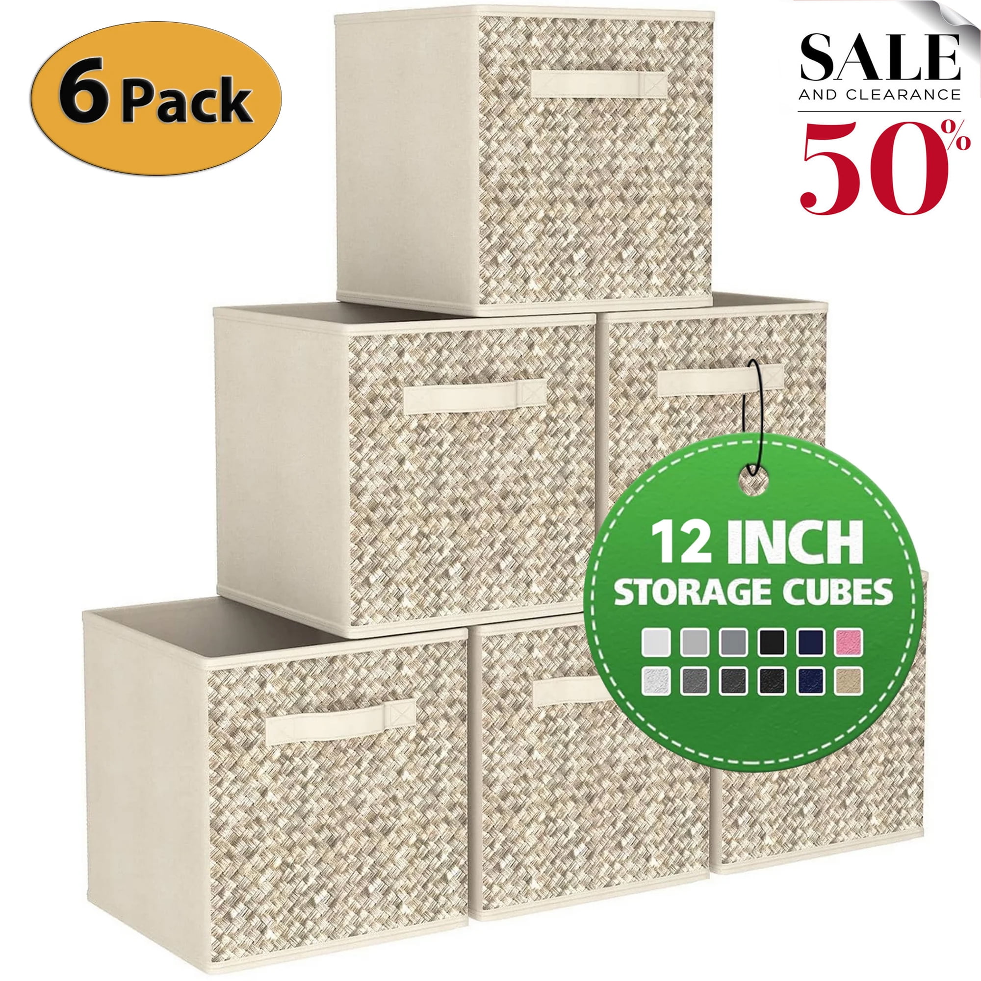 Werseon 12 Inch Storage Cubes with Handle, Set of 6 Foldable Cube ...