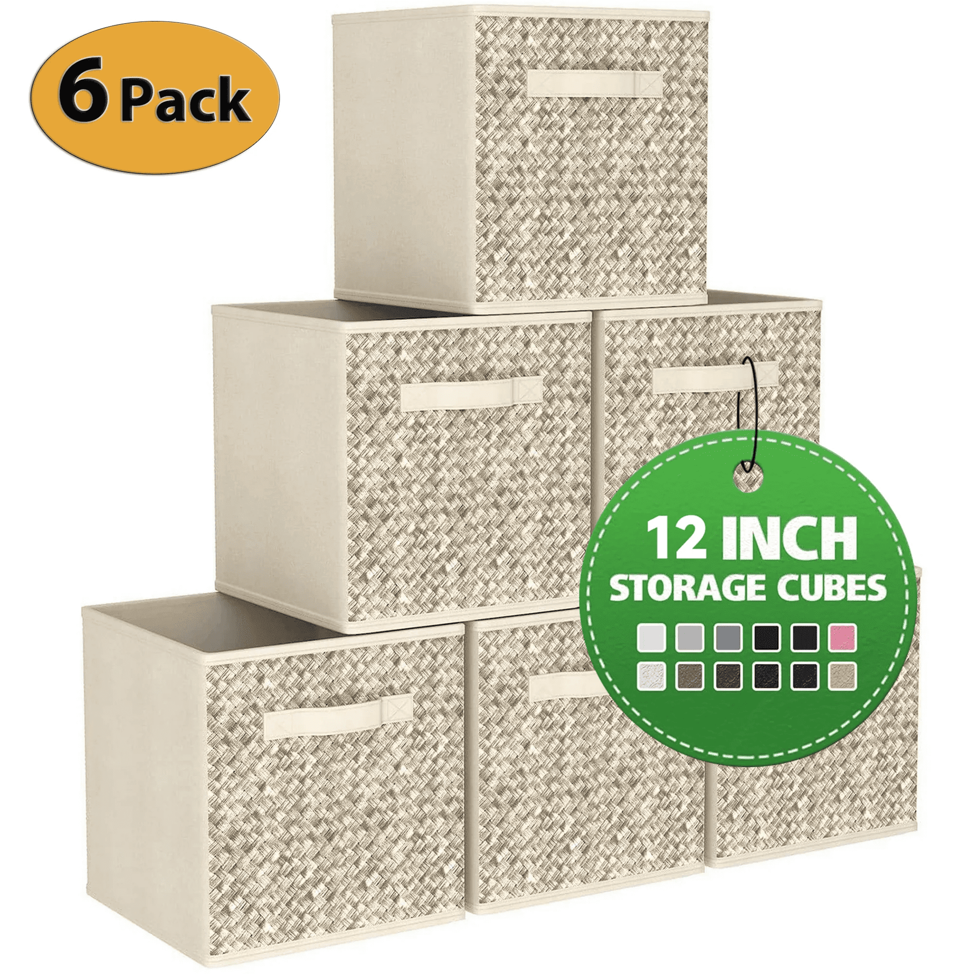 Werseon 12 Inch Storage Cubes with Handle, Set of 6 Foldable Cube ...