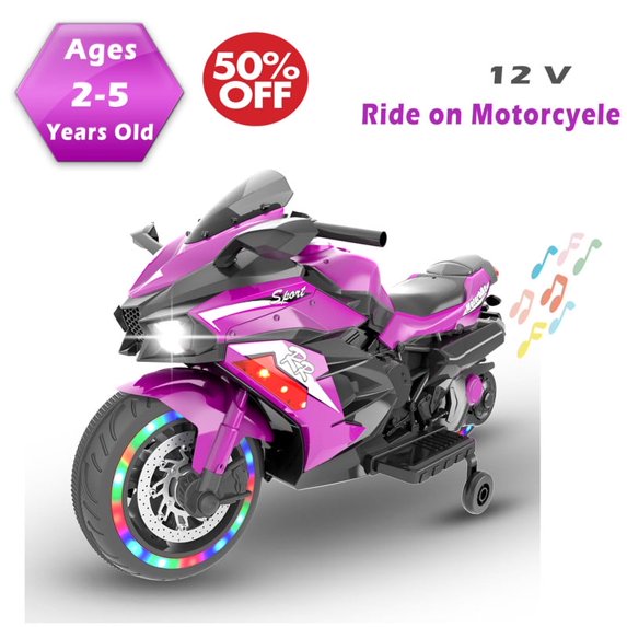 Werseon 12V Kids Ride On Motorcycle, Battery Powered Electric ...