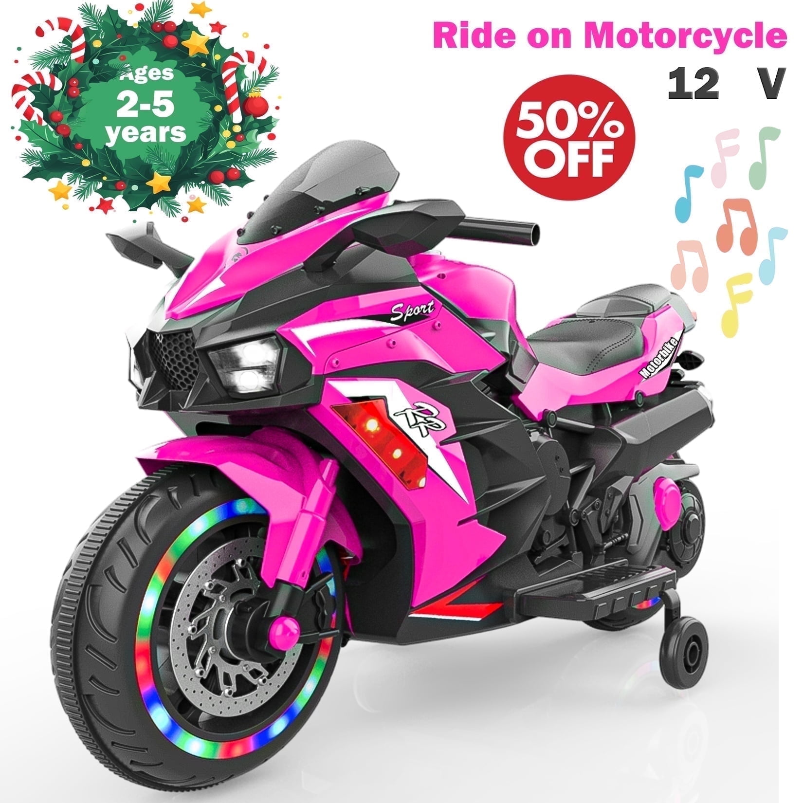 Werseon 12V Kids Ride on Motorcycle, Battery Powered Electric ...