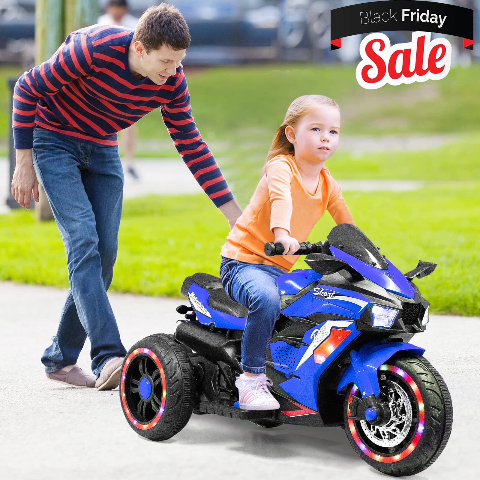 Werseon 12V Motorcycle Ride on Toy for Kids Ages 2+, Three Wheels Ride ...