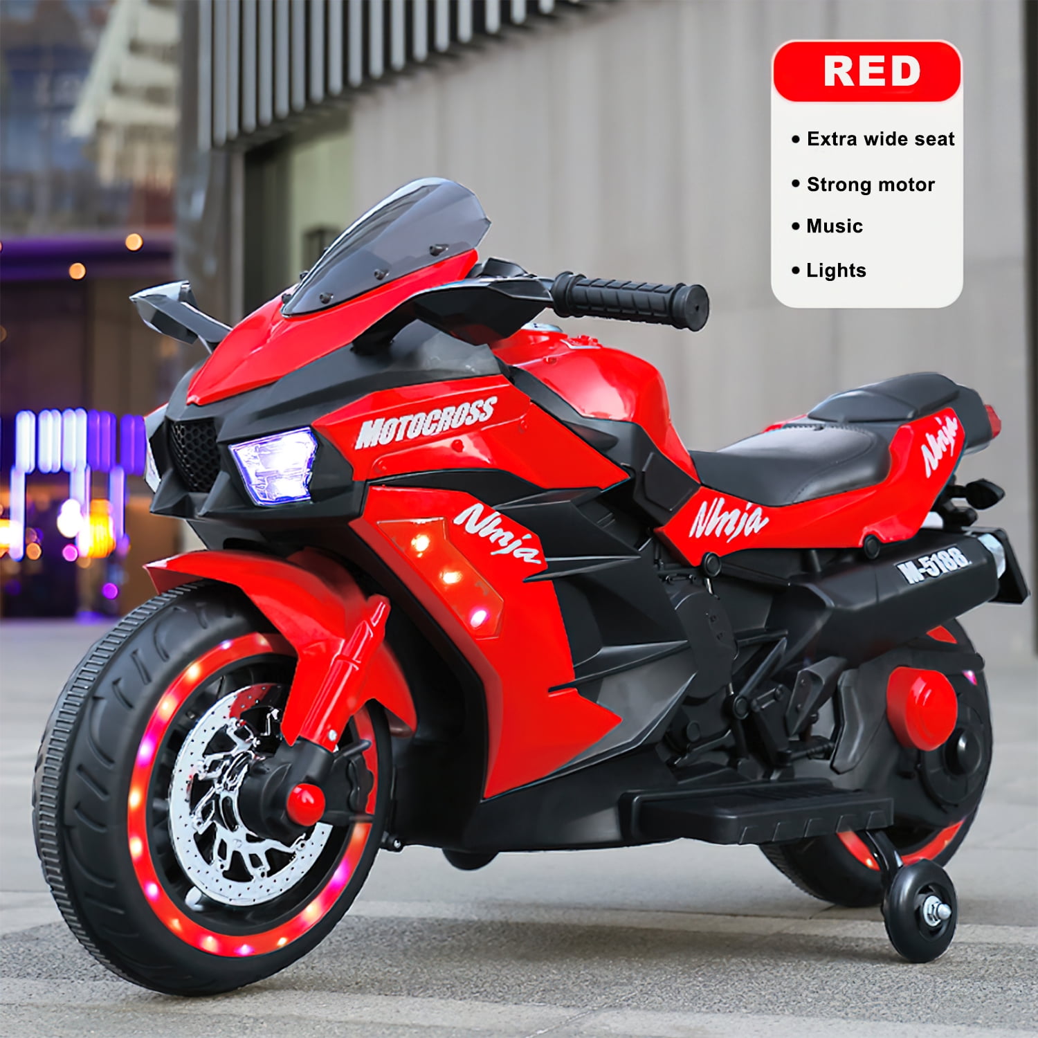 Werseon 12V Motorcycle for Kids, Electric Motorcycle with LED Lights ...