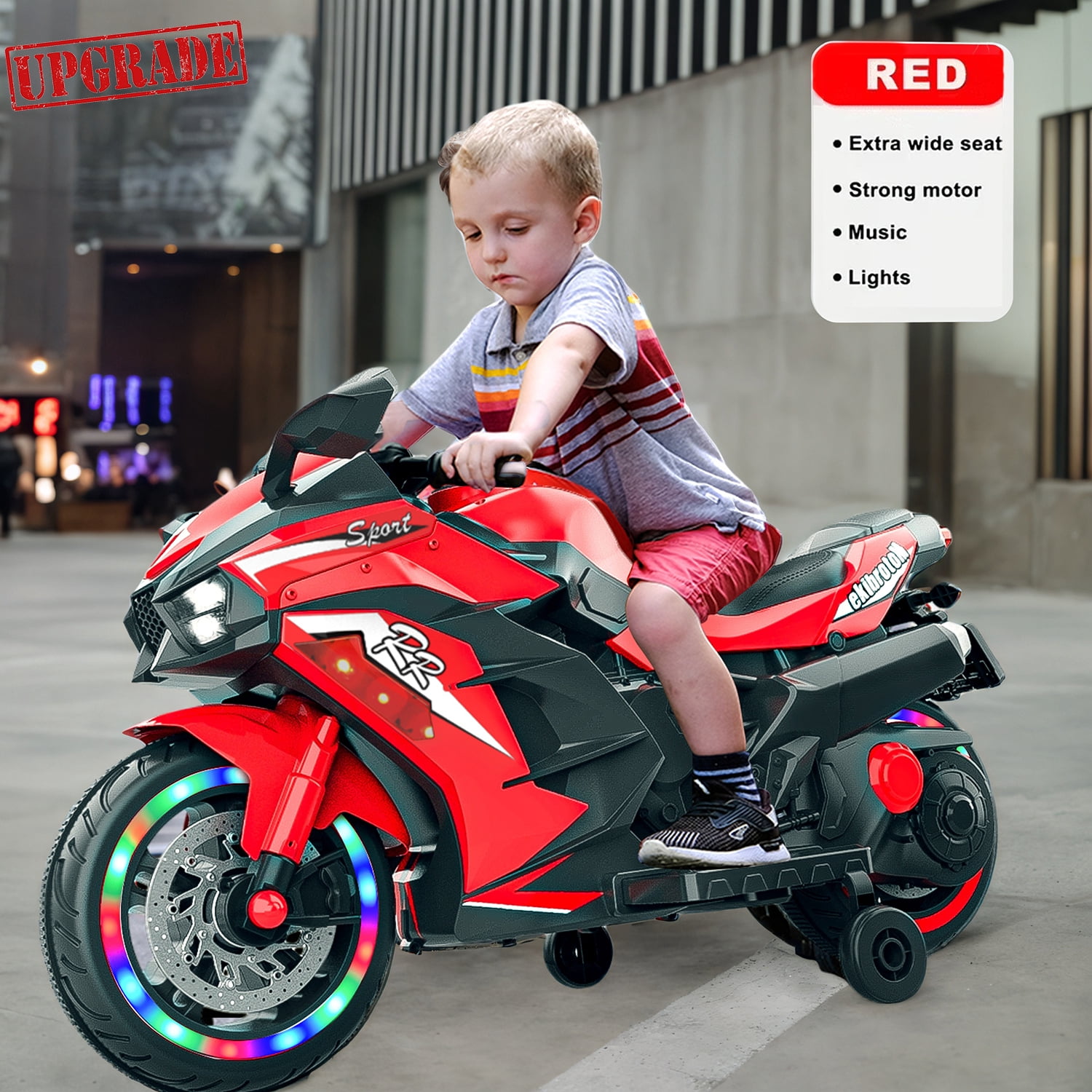 Werseon 12V Bike Motor Powered Kids' Electric Motorcycle with LED ...