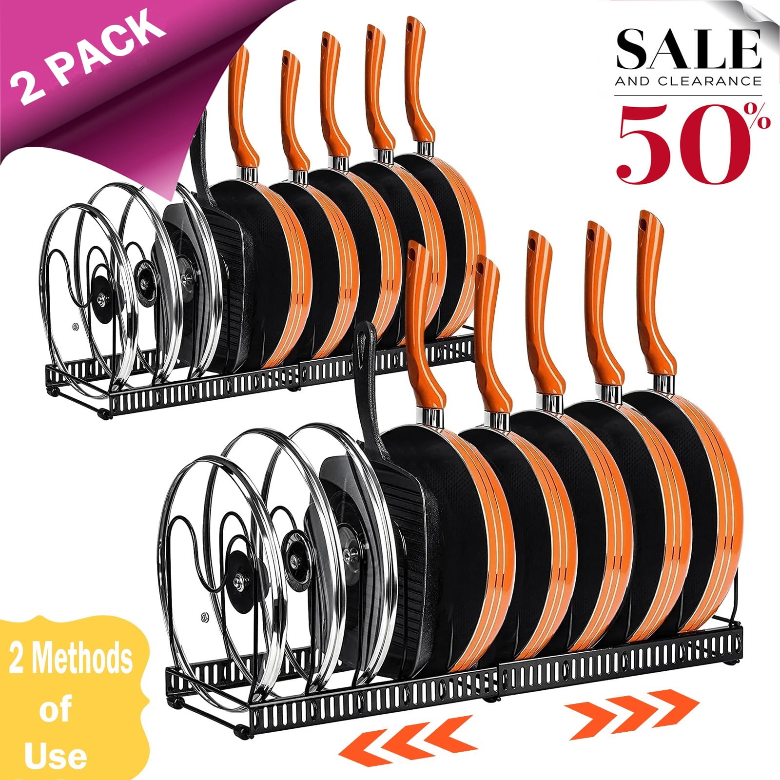 Werseon 2 Pack Stainless Steel Kitchen Storage Organizer, Expandable ...