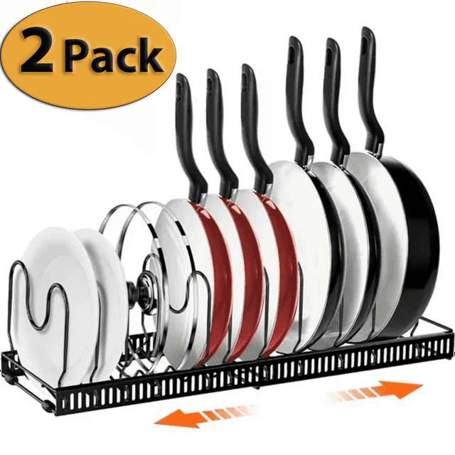 Werseon 2 Pack Expandable Pot Lid Rack Organizer, Pans Organizer Rack ...